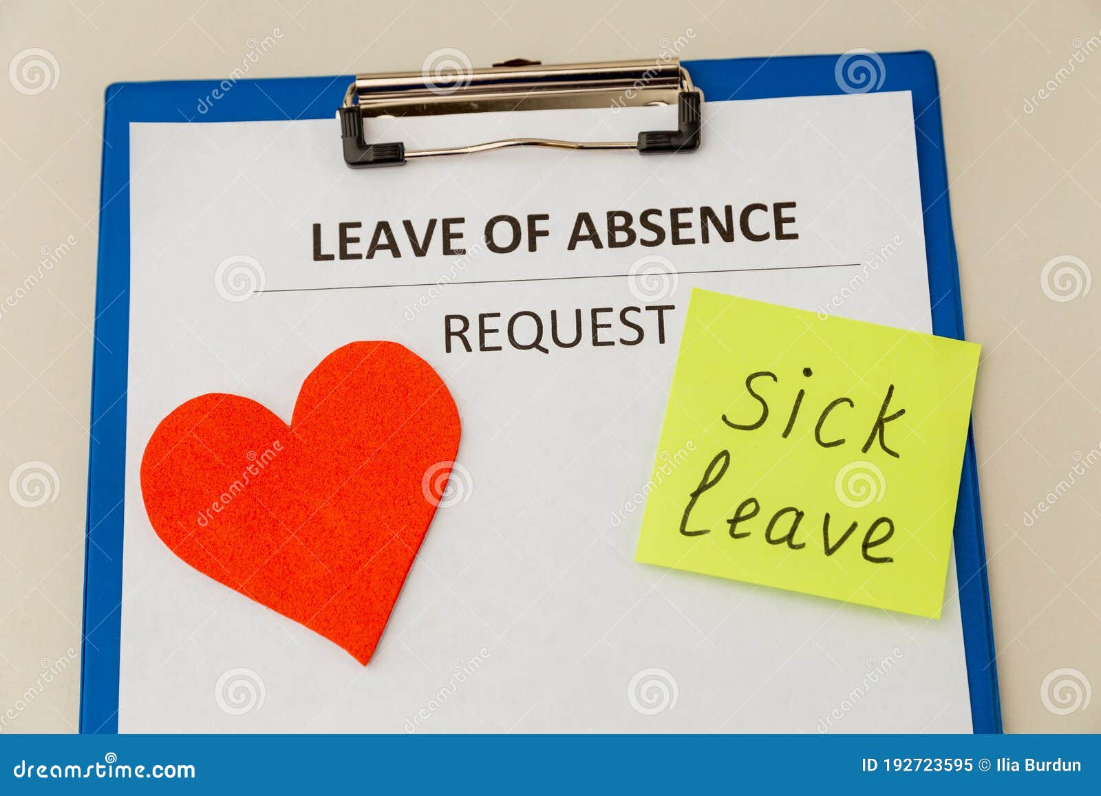 Leave Of Absence Request Statement Form. Royalty-Free Stock Photo ...
