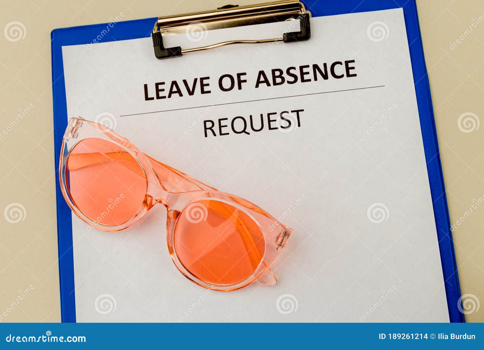 Leave of Absence Request on the Tablet at the Table. Stock Photo ...