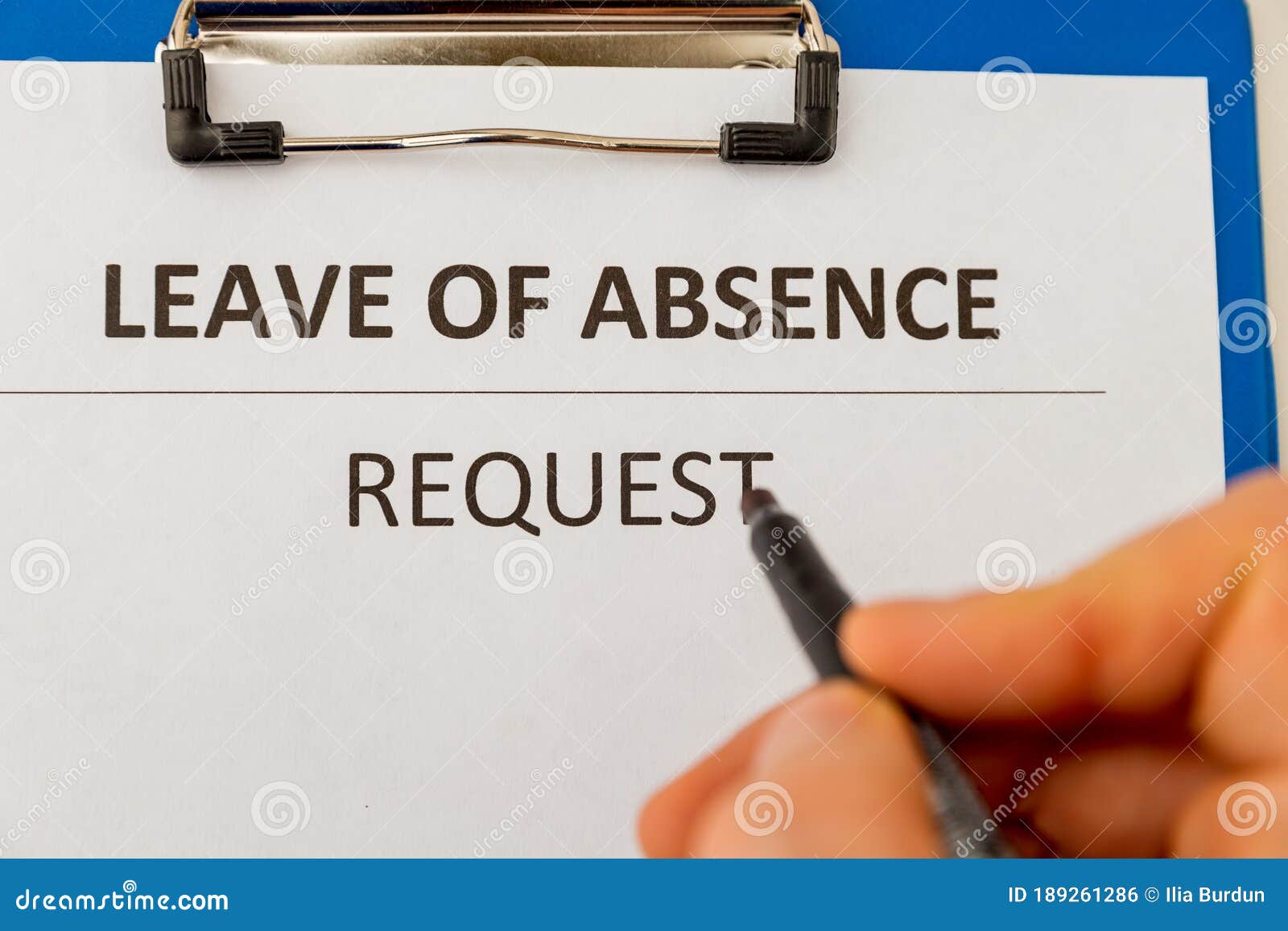 Leave of Absence Request on the Tablet at the Table. Stock Photo ...