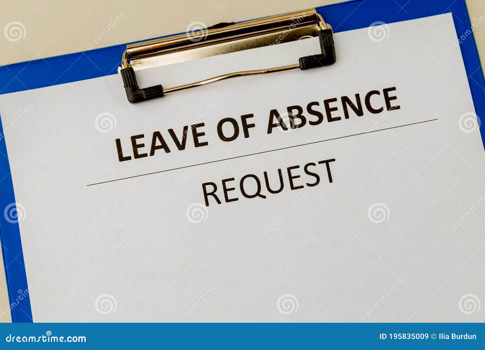 Leave Of Absence Request Statement Form. Royalty-Free Stock Photo ...
