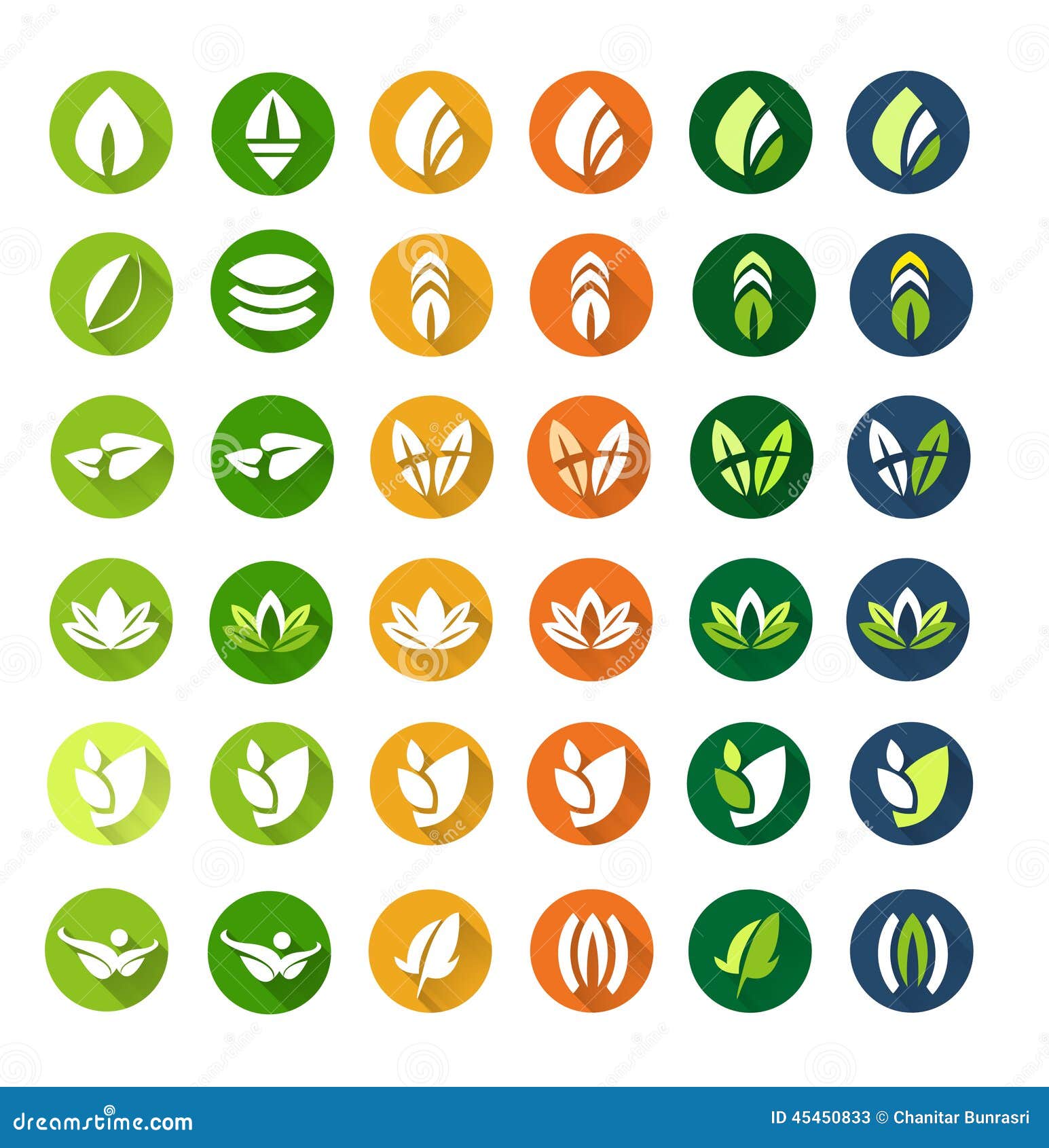 Leave flat icons stock vector. Illustration of collection - 45450833