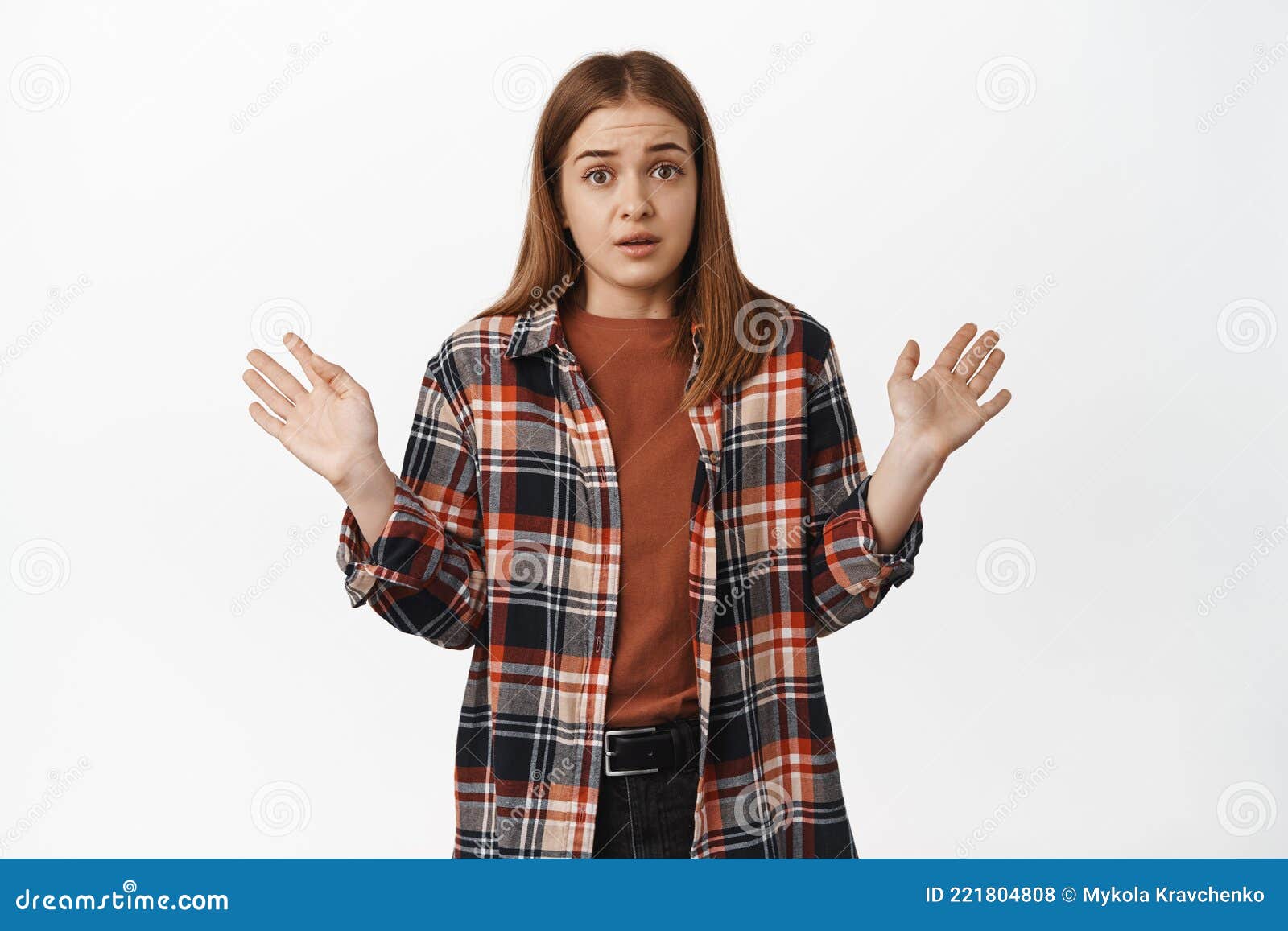 Reluctant Girl Frowns And Complains Points Up At Bad Upsetting Thing Looking Disappointed And
