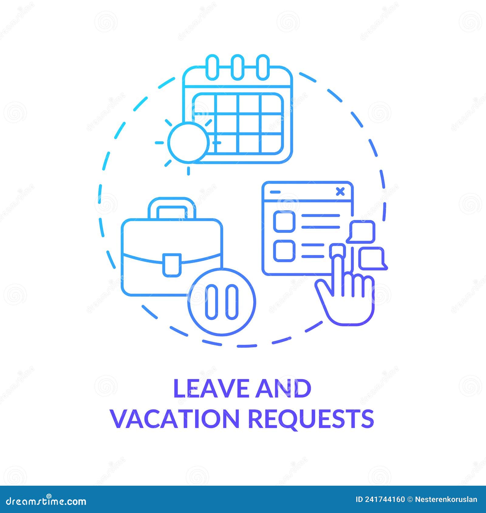 Leave and Vacation Requests Blue Gradient Concept Icon Stock Vector ...