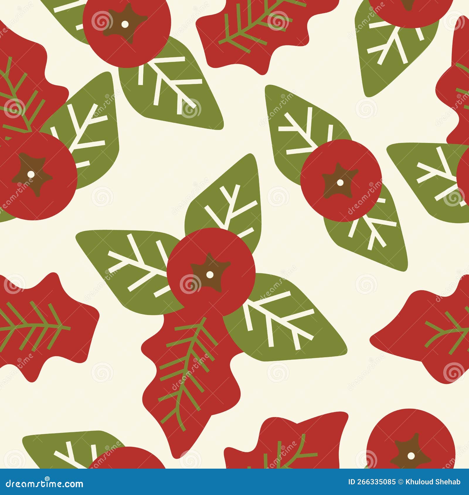 Leaves and Berries Doodle Vector Seamless Repeat Pattern Stock Vector ...