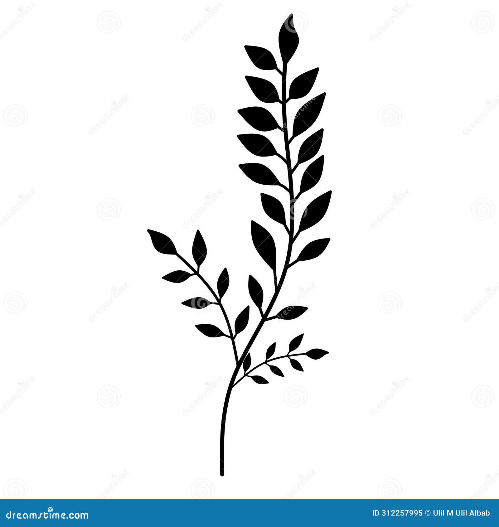 Leaves with Black Twigs Drawn by Hand Stock Vector - Illustration of ...