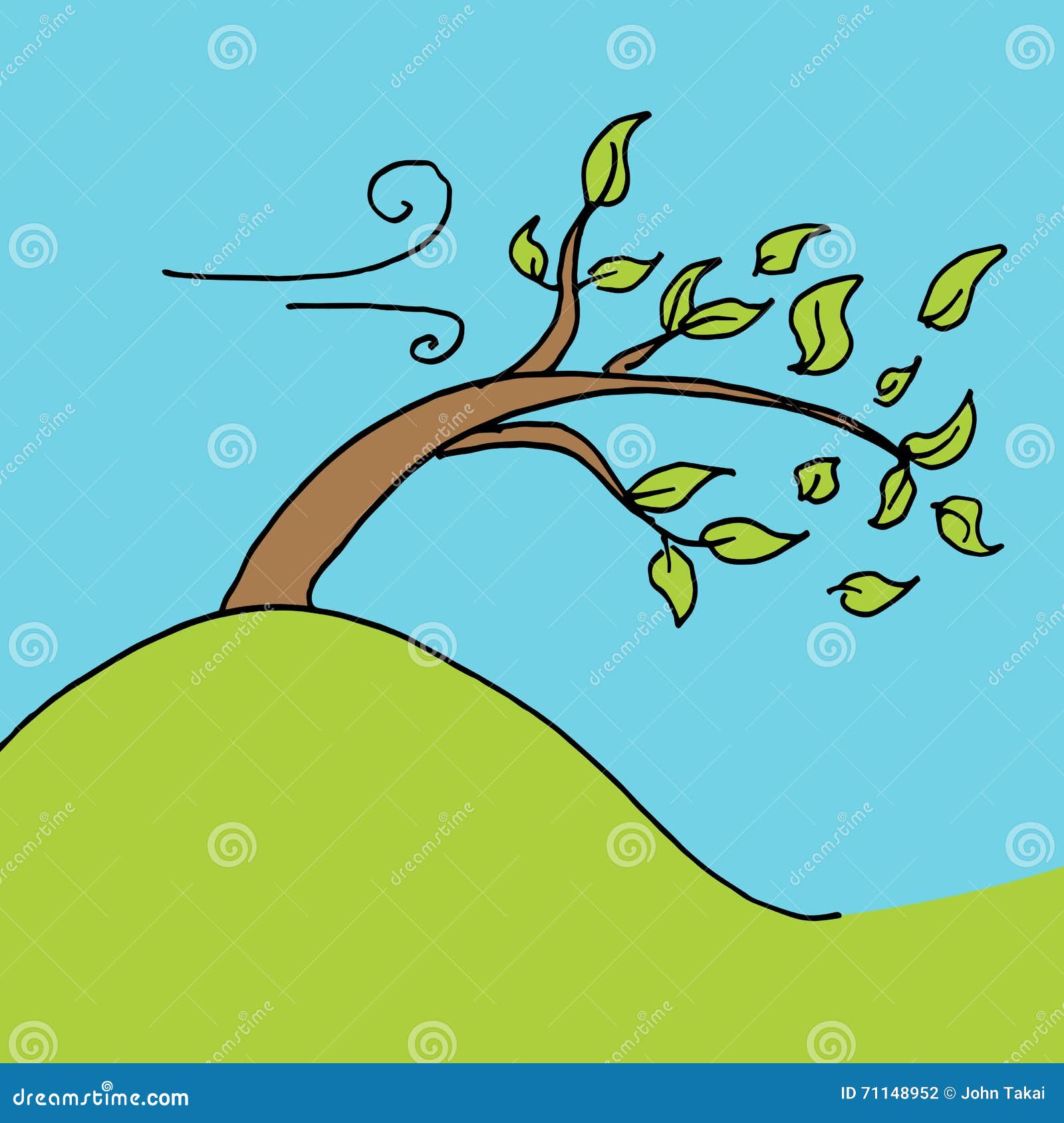 Leaves Blown Off Tree on a Windy Day Stock Vector - Illustration of ...