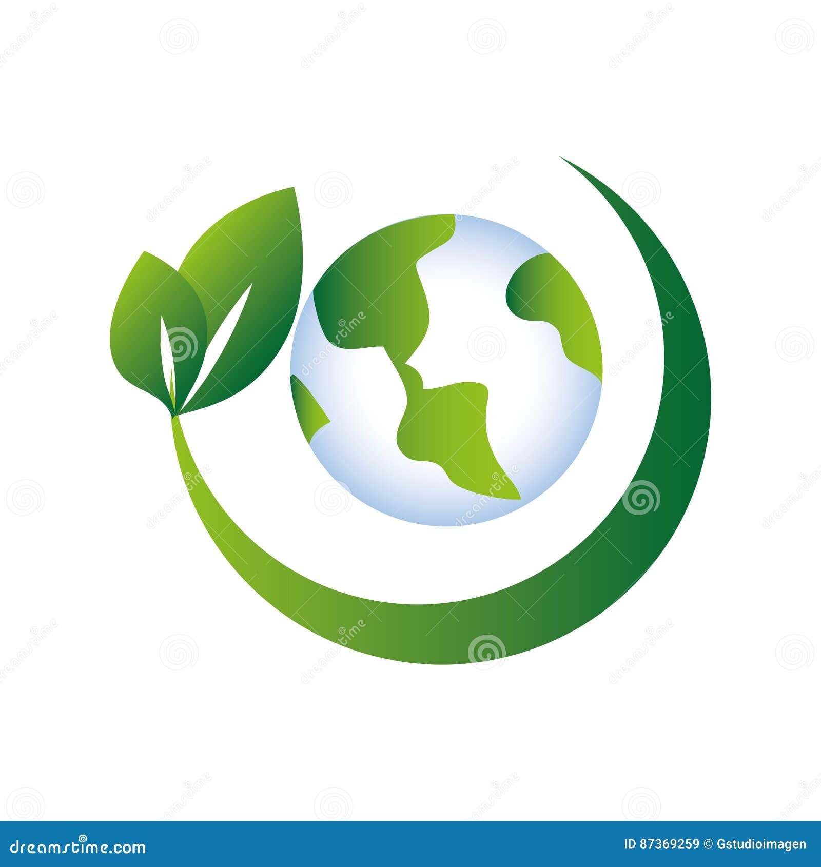 Leaves with Branch Rounded Around the World Map Stock Vector ...