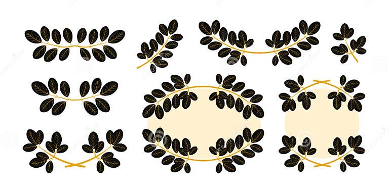 Leaves, Branches. Design Elements. Border, Frame. Vector Set. Stock ...