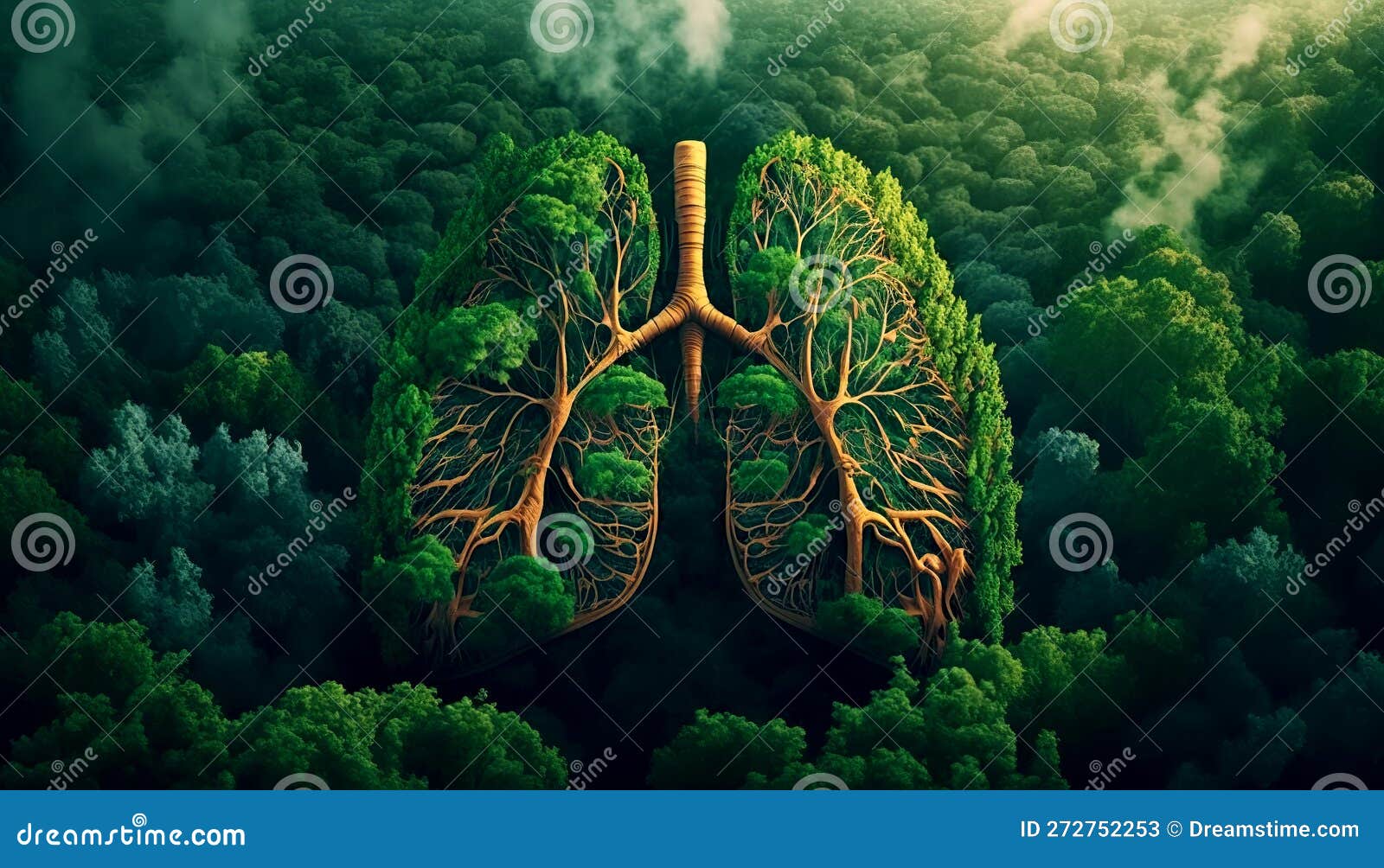 Leaves and Branches in Form of Human Lungs with Forest on Backdrop ...