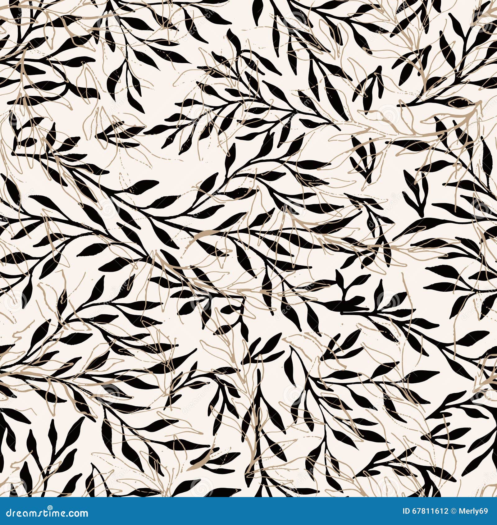 Leaves Branches Seamless Pattern Background. Vector Illustration Stock ...