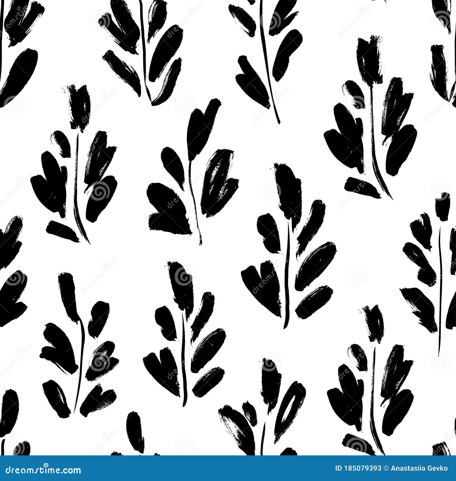 Leaves and Branches Vector Seamless Pattern. Organic Motif, Herbs ...