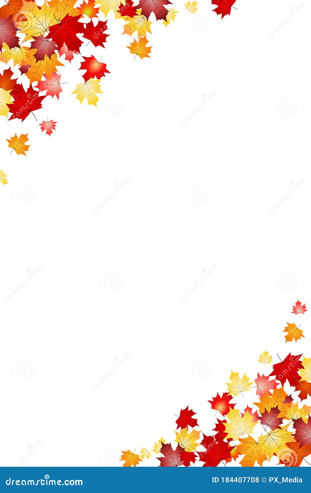 Fall, Autumn Leaves in Corners, White Background Stock Illustration ...