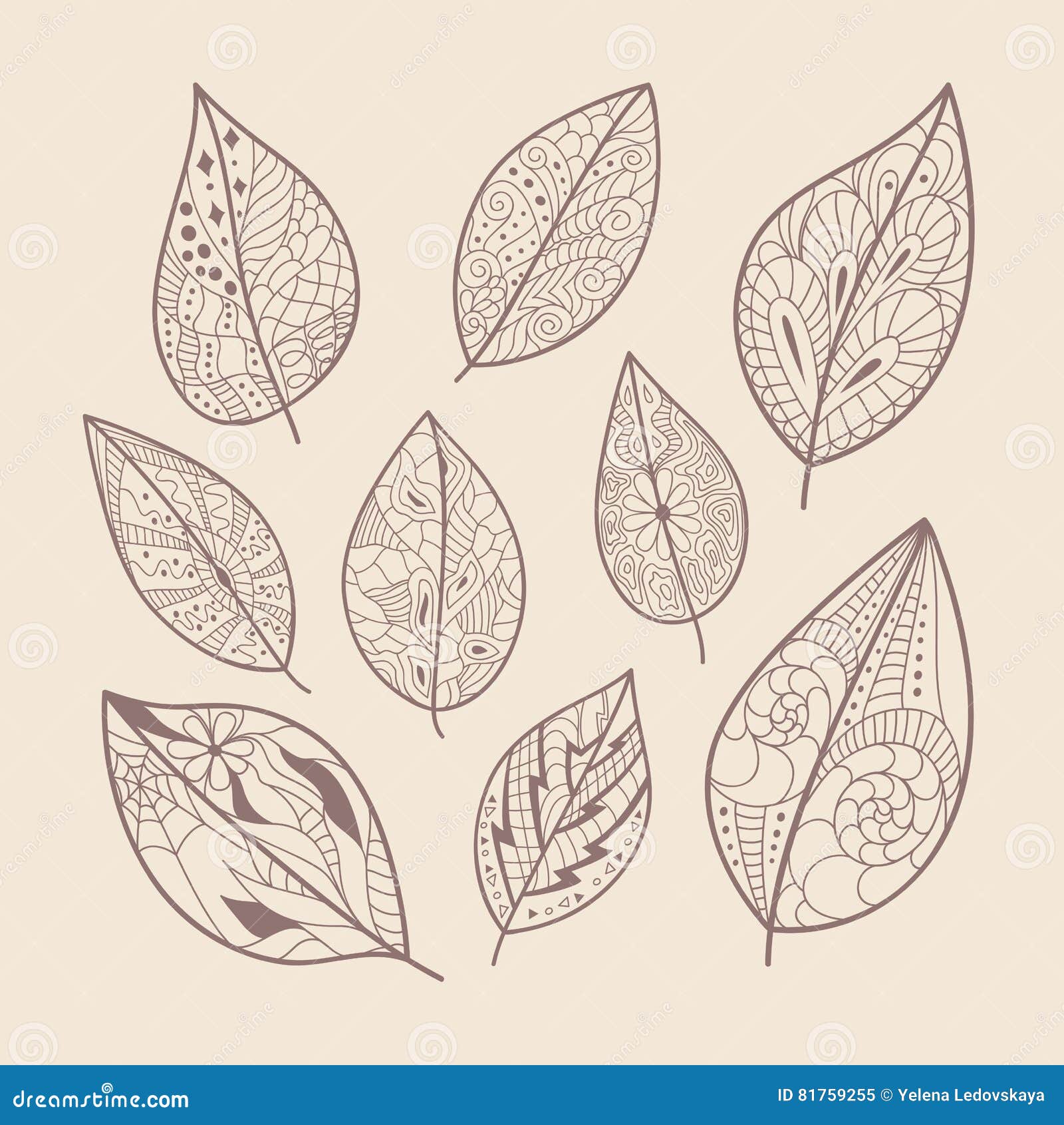 Leaves doodle stock vector. Illustration of abstract - 81759255