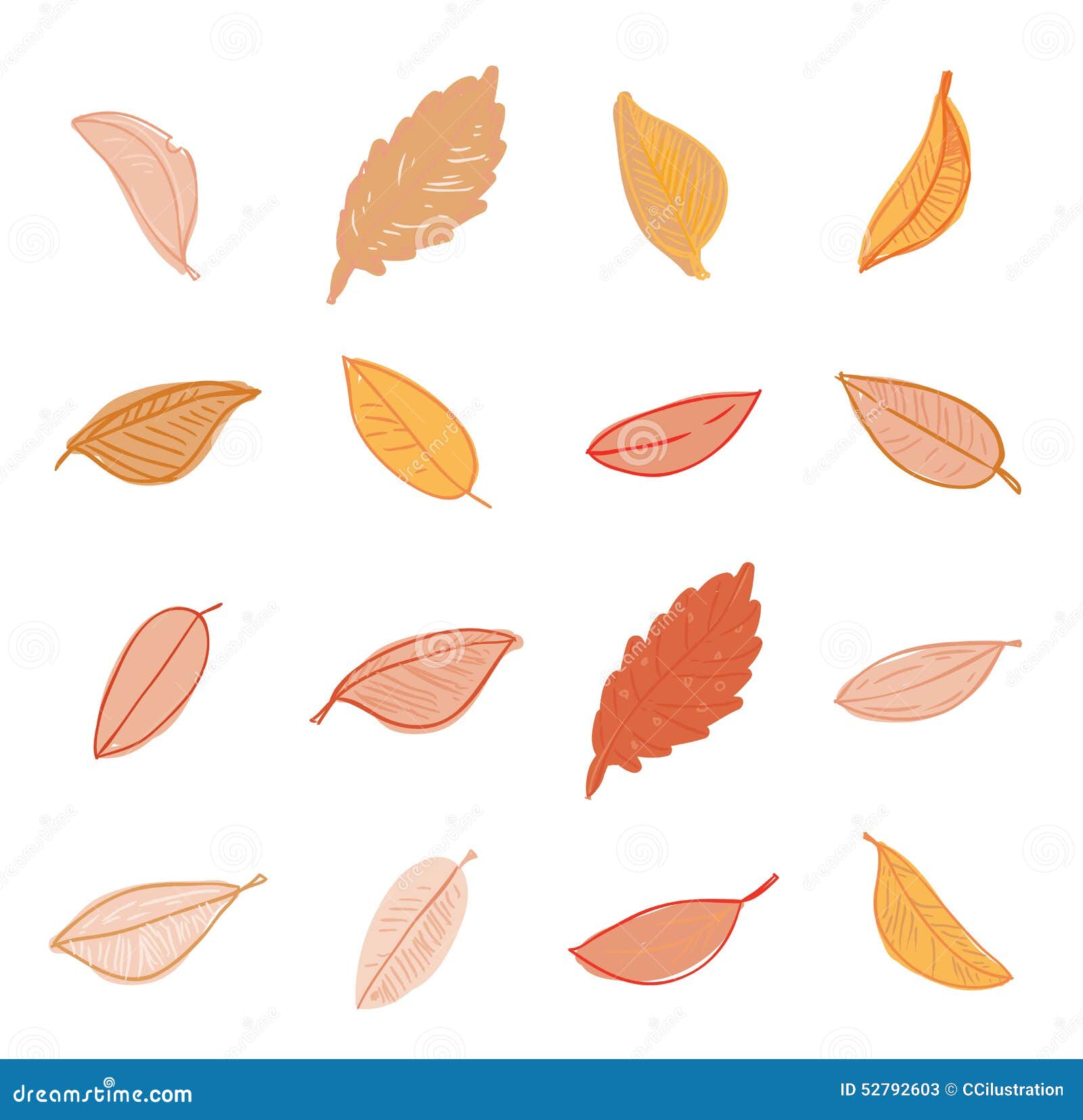 Leaves Doodles Set. Vector Hand Drawn Illustration. Stock Vector ...