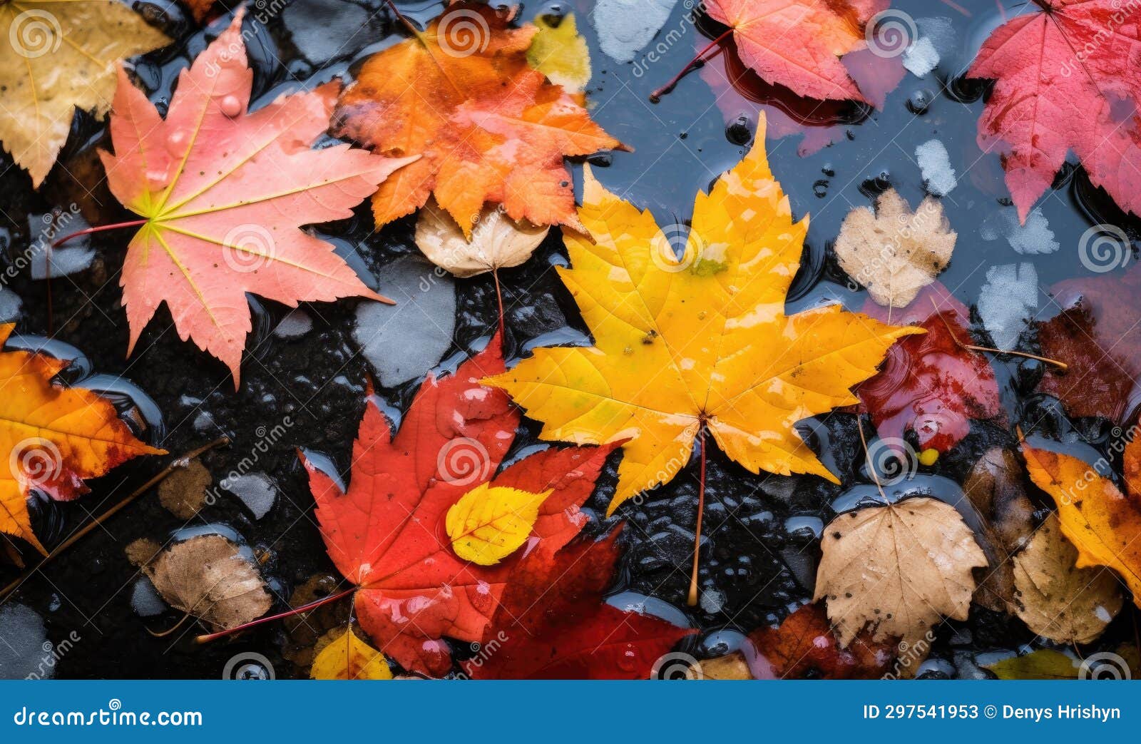 Leaves Drifting on Water S Surface Stock Illustration - Illustration of ...