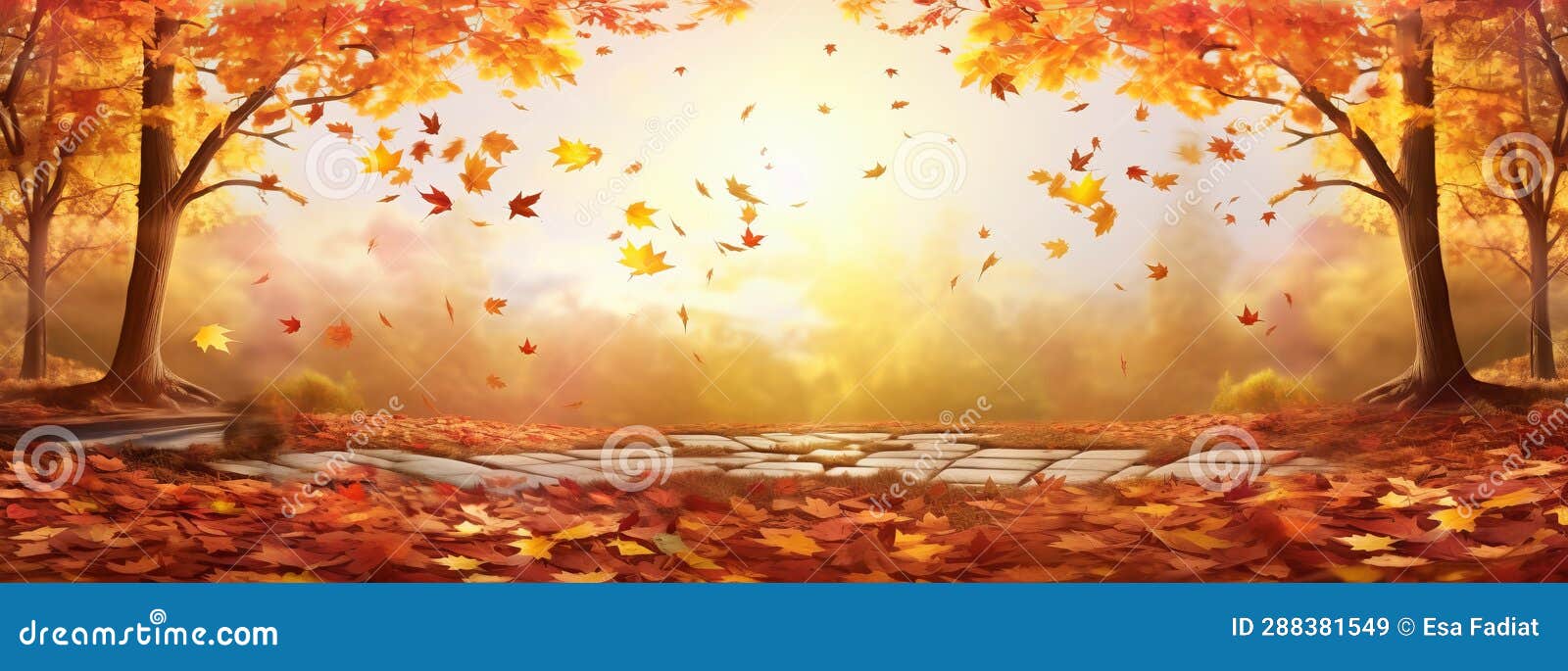 Leaves Fall on the Ground with Sunlight Shining through Stock ...