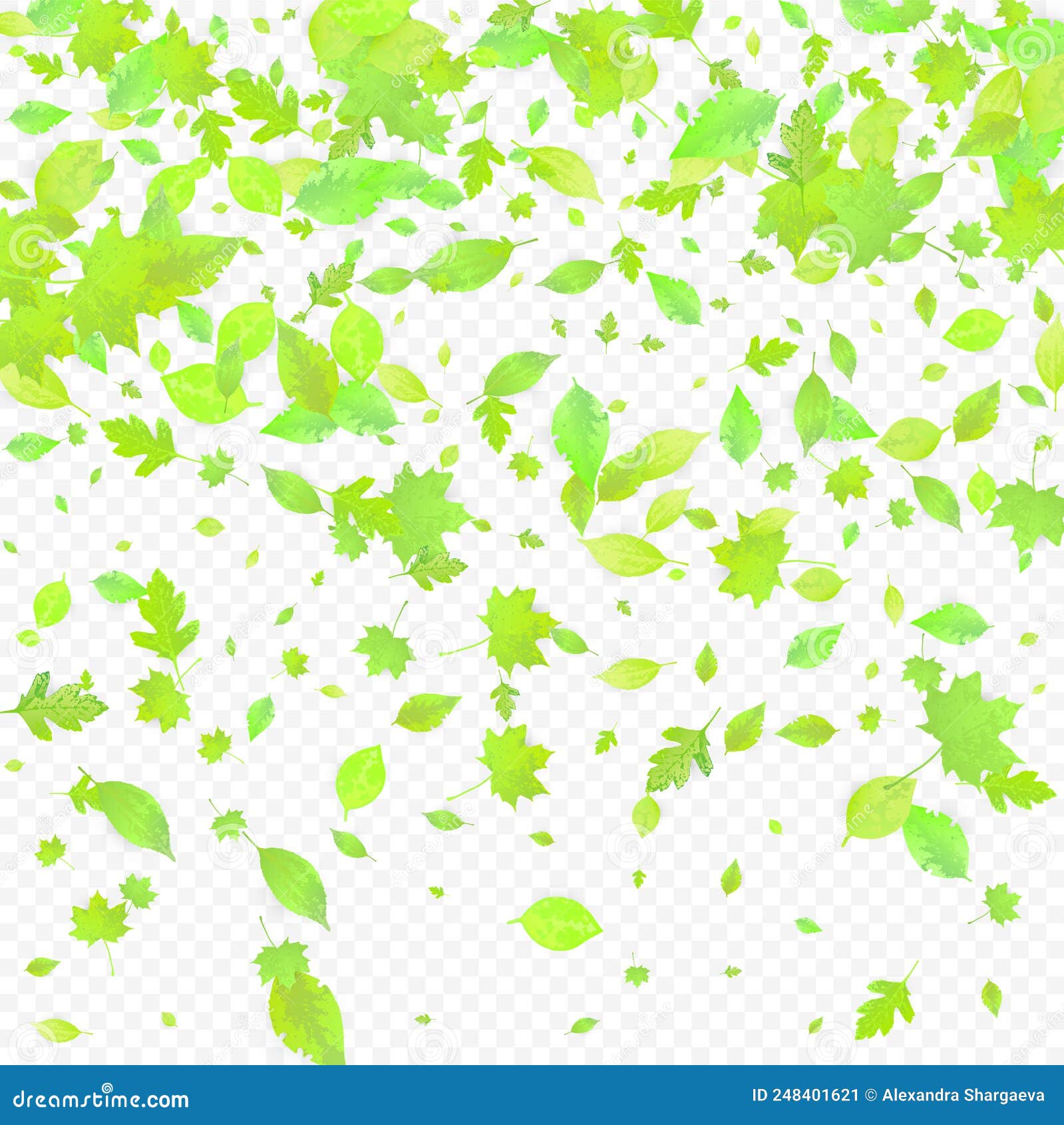 Leaves Falling Spring Flying Foliage Green Leaf Stock Vector ...