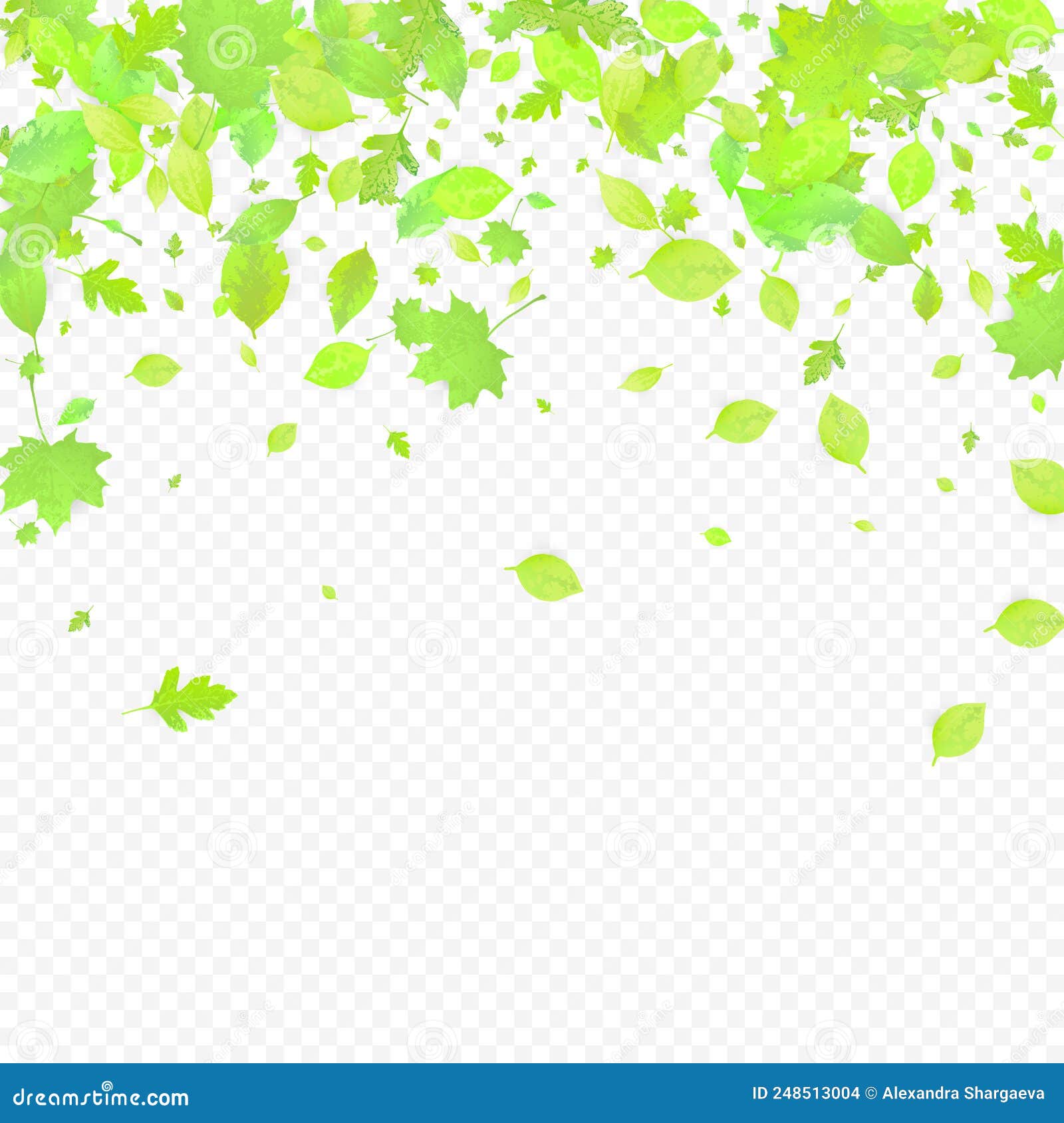 Leaves Falling Spring Flying Foliage Green Leaf Stock Vector ...