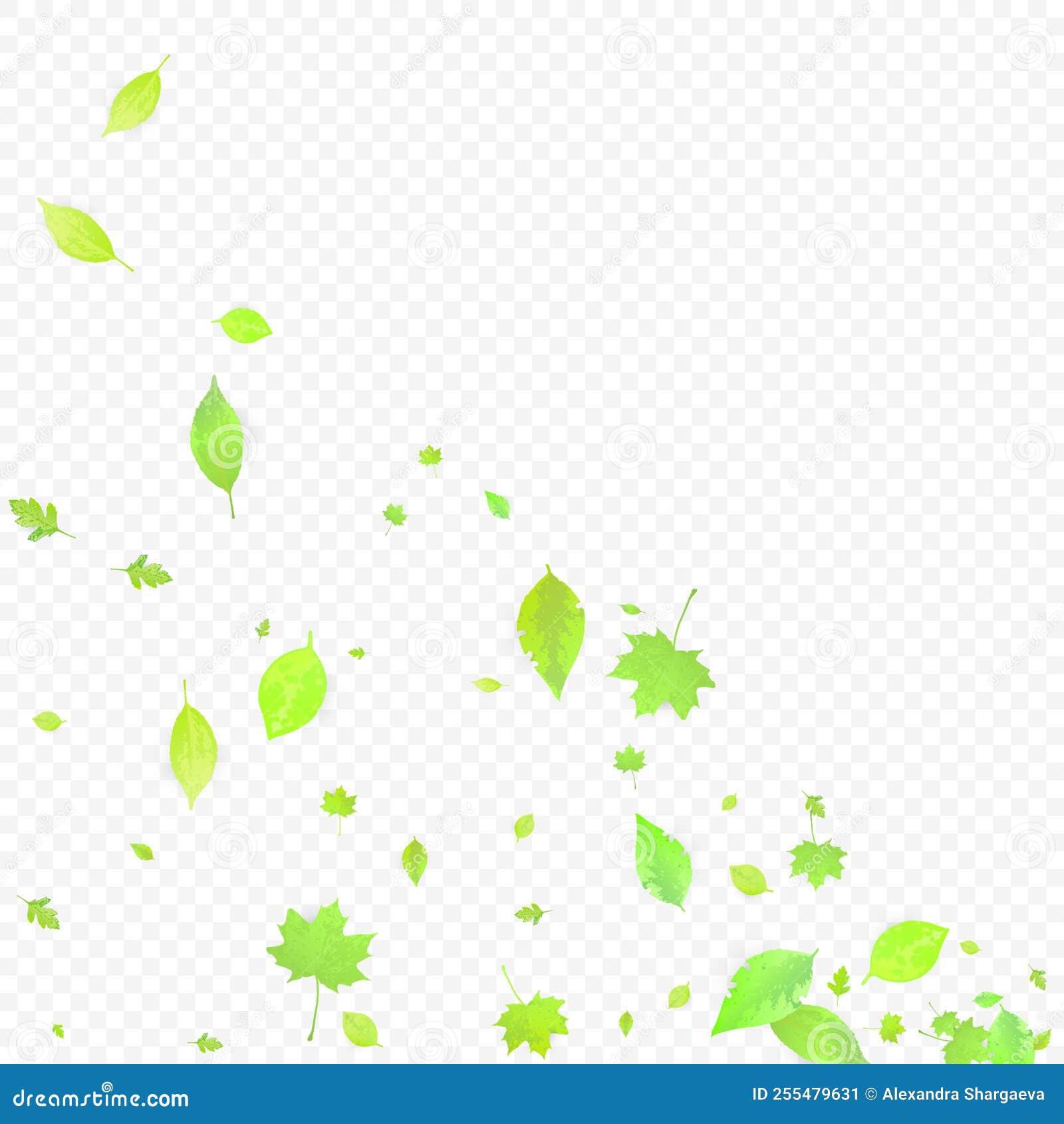 Leaves Falling Spring Flying Foliage Green Leaf Stock Vector ...