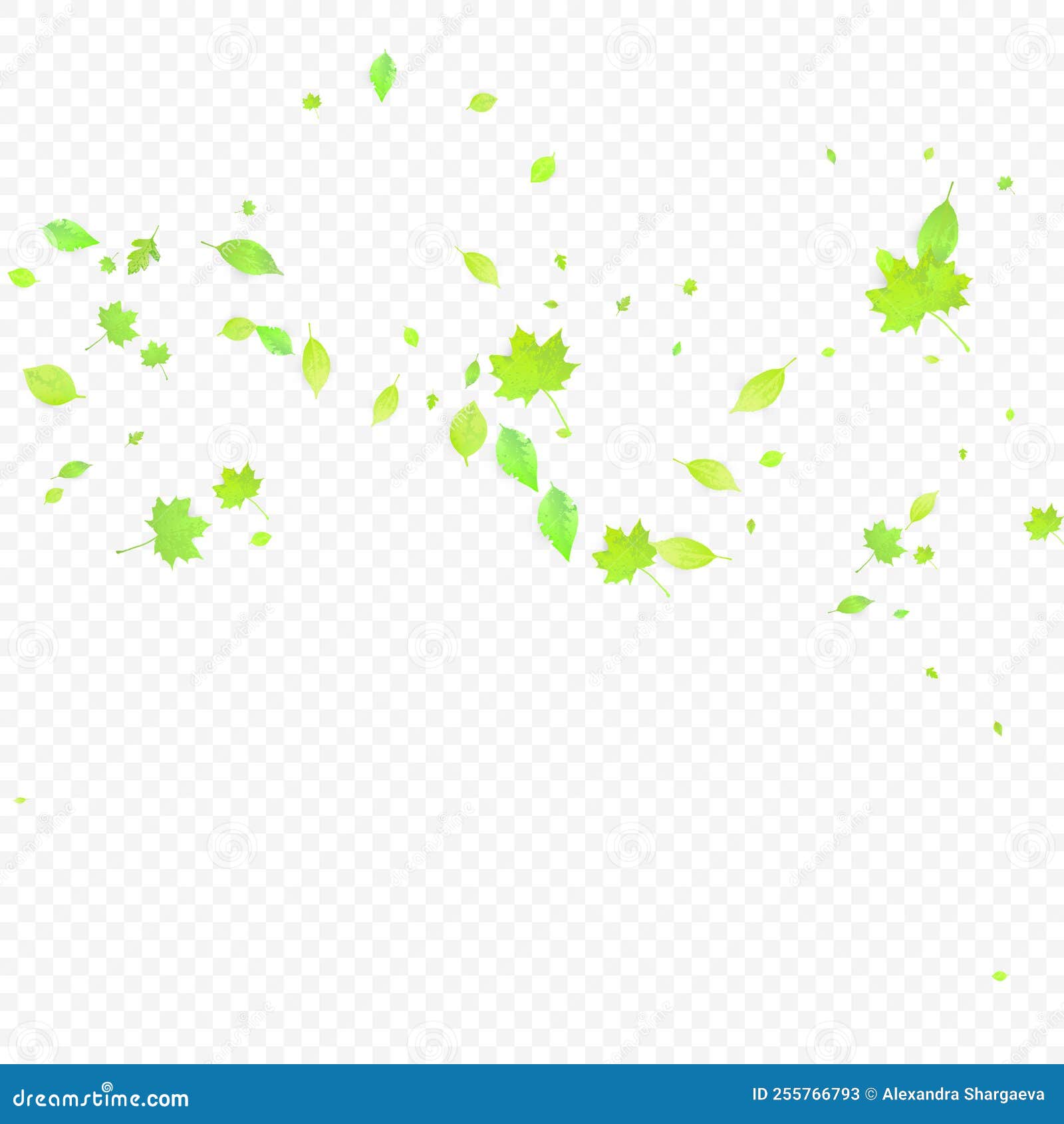 Leaves Falling Spring Flying Foliage Green Leaf Stock Illustration ...