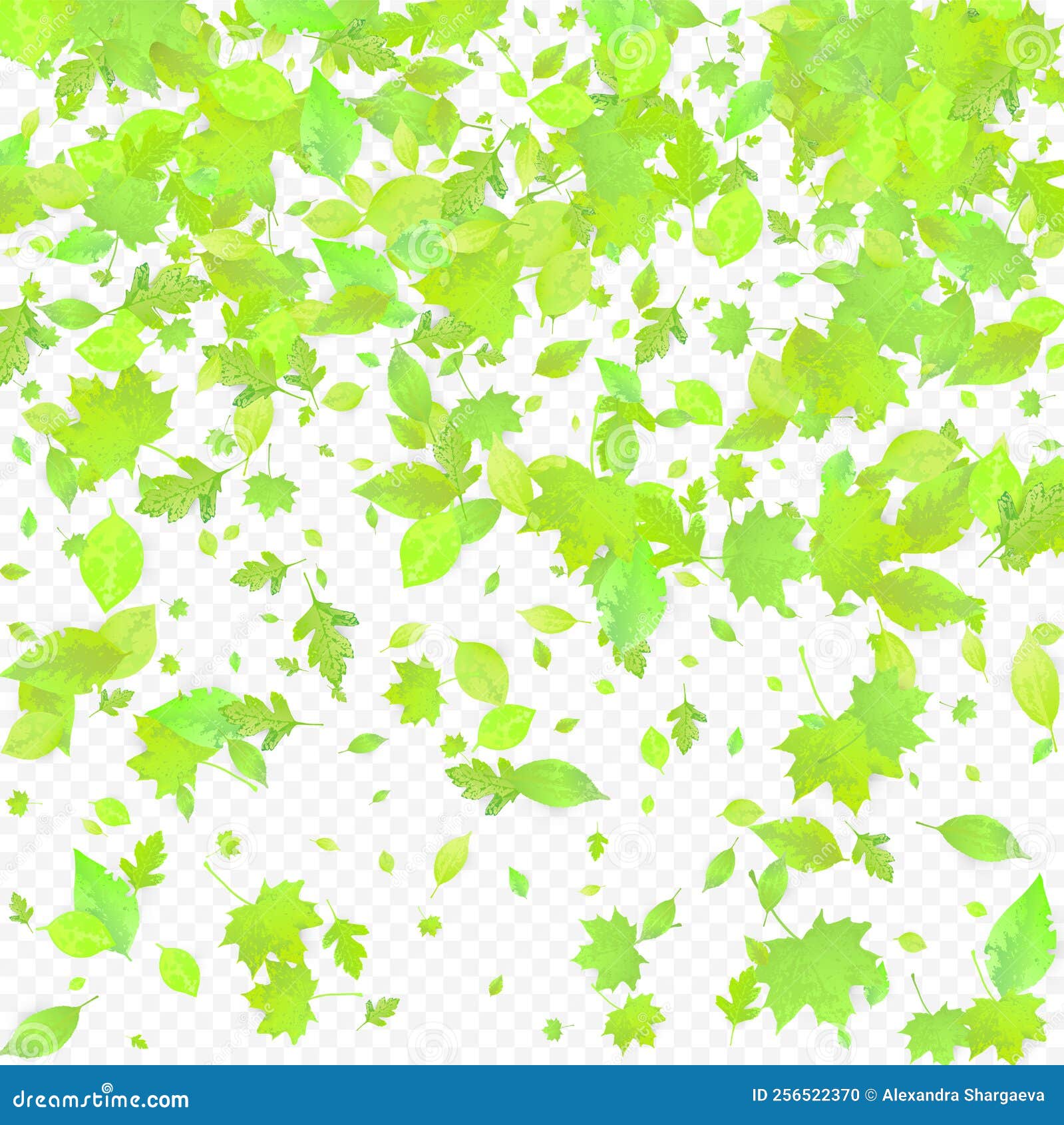 Leaves Falling Spring Flying Foliage Green Leaf Stock Vector ...