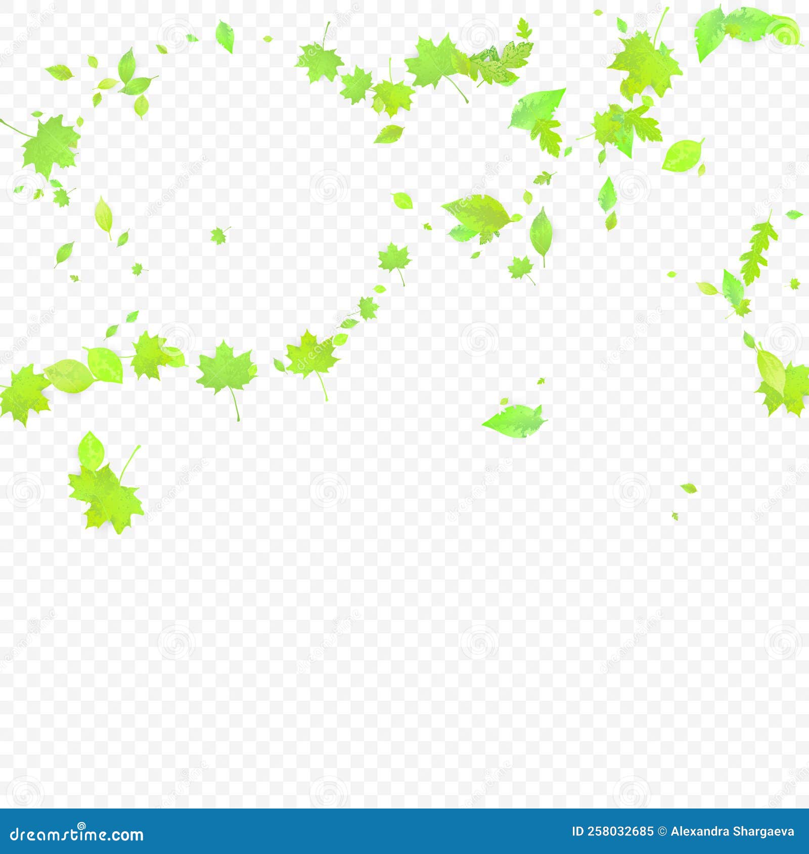 Leaves Falling Spring Flying Foliage Green Leaf Stock Vector ...