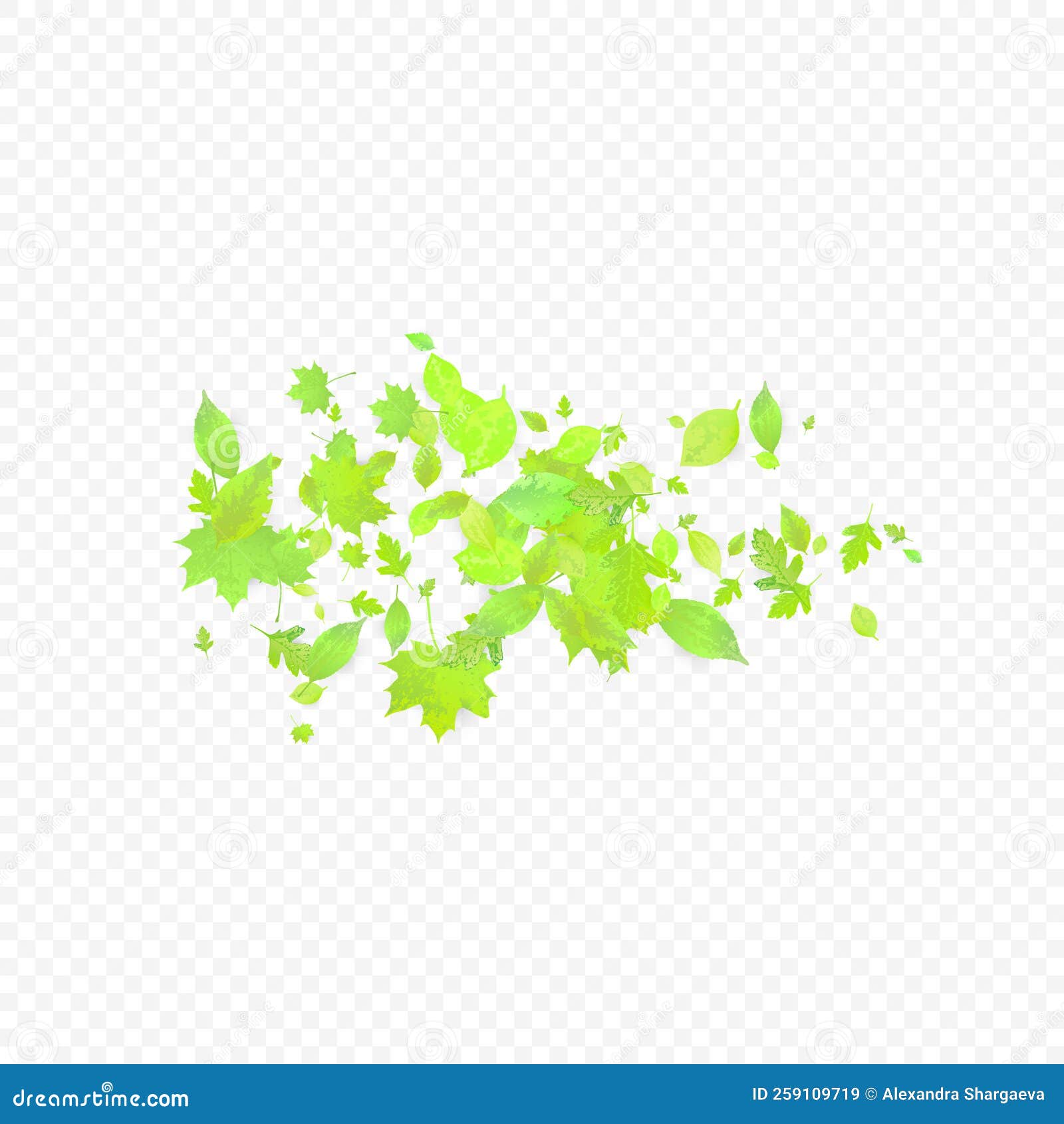 Leaves Falling Spring Flying Foliage Green Leaf Stock Vector ...