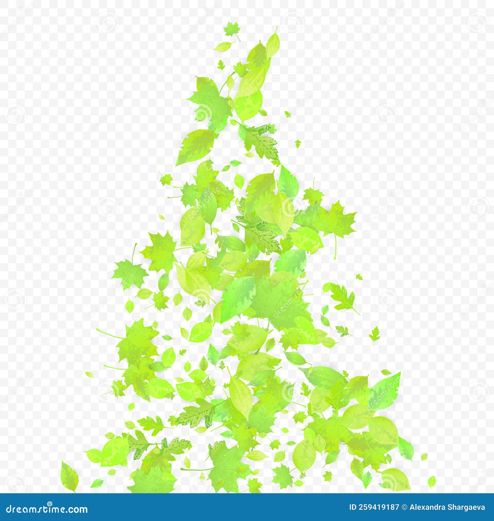 Leaves Falling Spring Flying Foliage Green Leaf Stock Vector ...