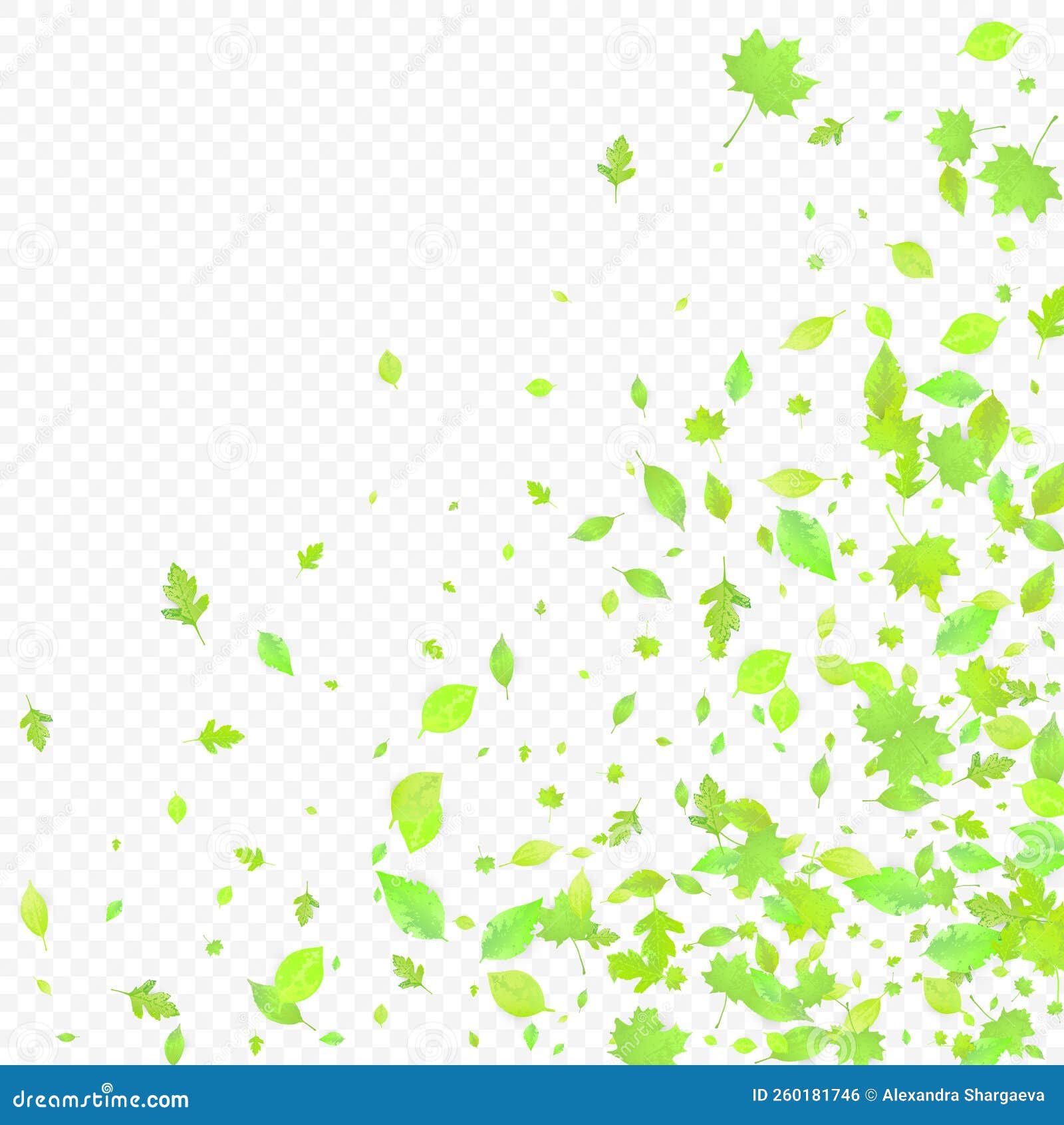 Leaves Falling Spring Flying Foliage Green Leaf Stock Vector ...