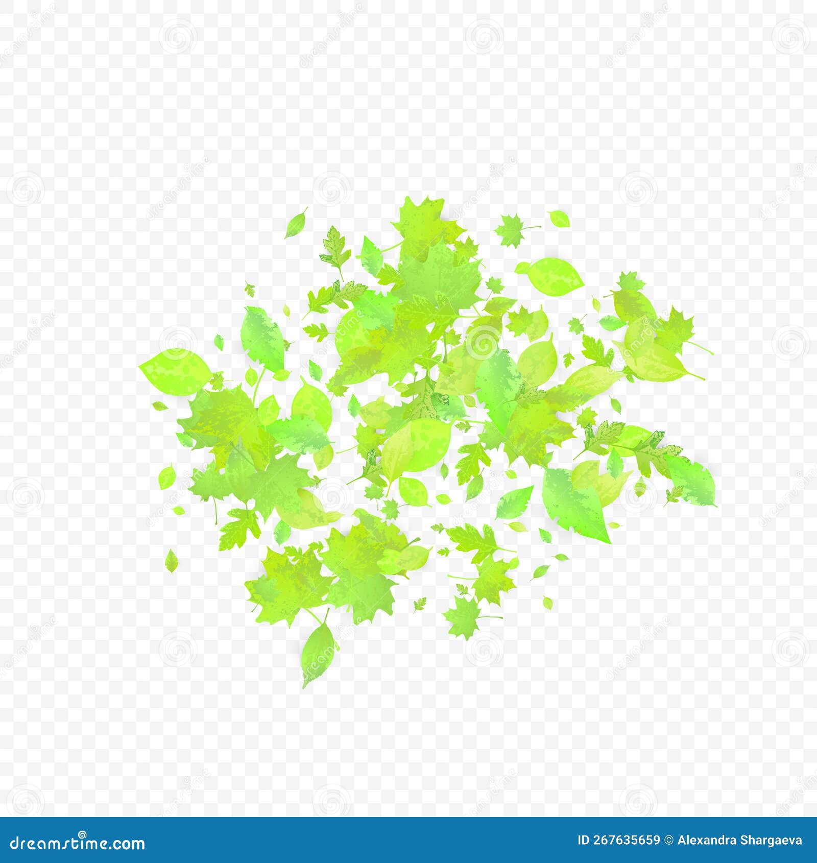 Leaves Falling Spring Flying Foliage Green Leaf Stock Vector ...