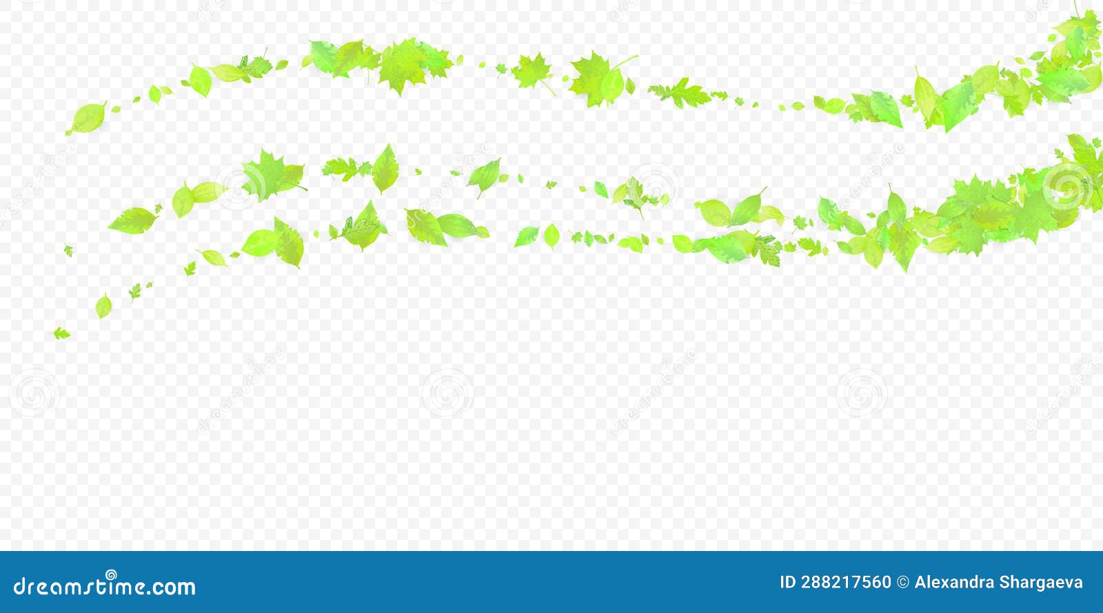 Leaves Falling Spring Flying Foliage Green Leaf Stock Illustration ...