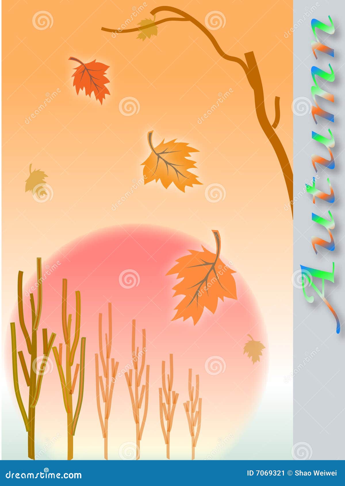Leaves Falling from Tree stock vector. Illustration of sunglow - 7069321