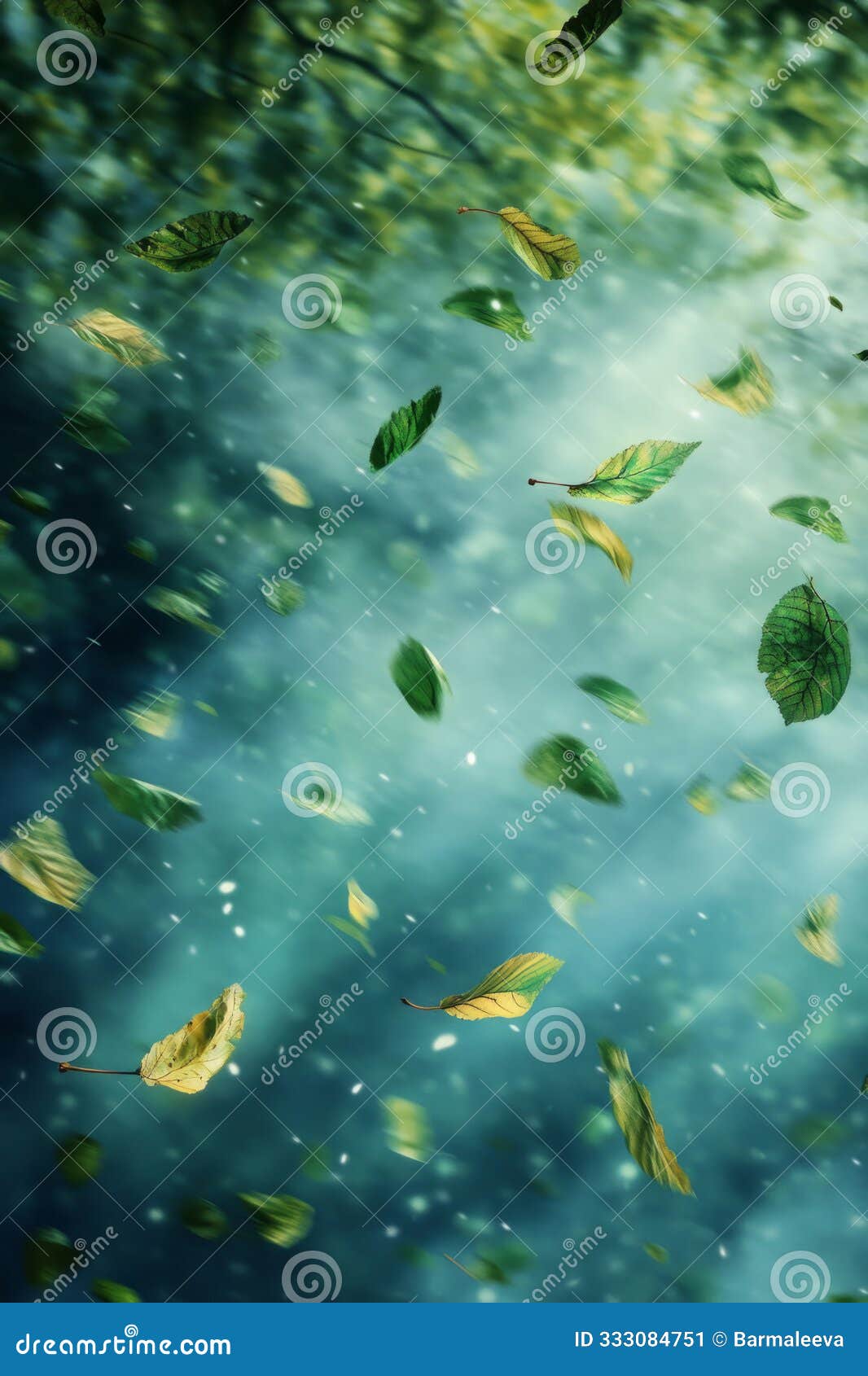 Leaves Falling from Trees in a Mysterious Forest Stock Image - Image of ...