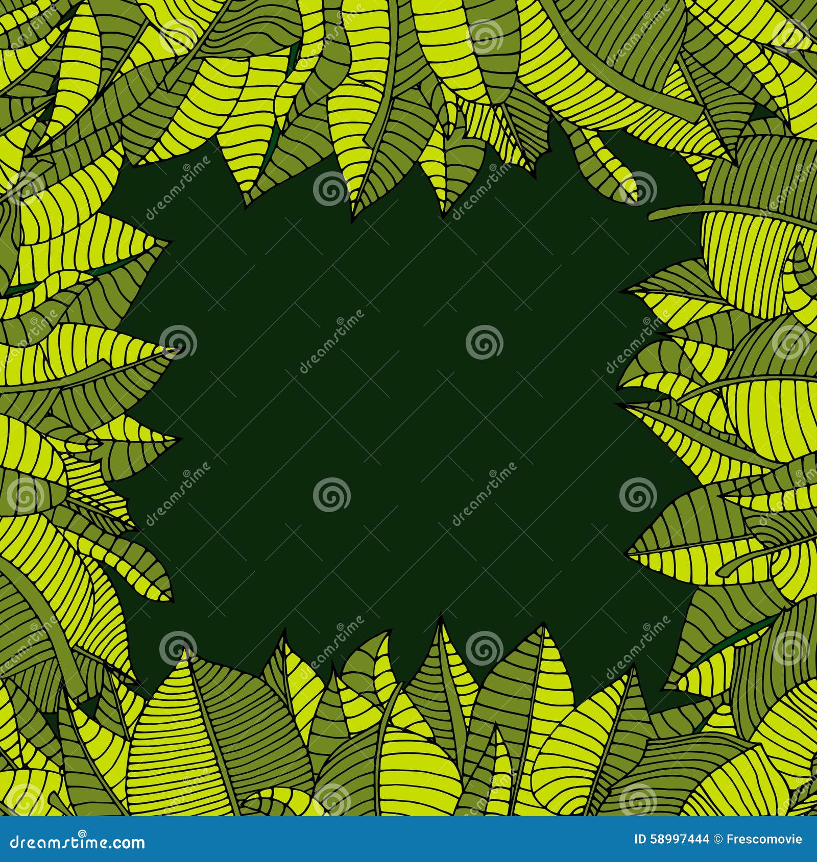 Leaves frame stock vector. Illustration of lush, arrangement - 58997444