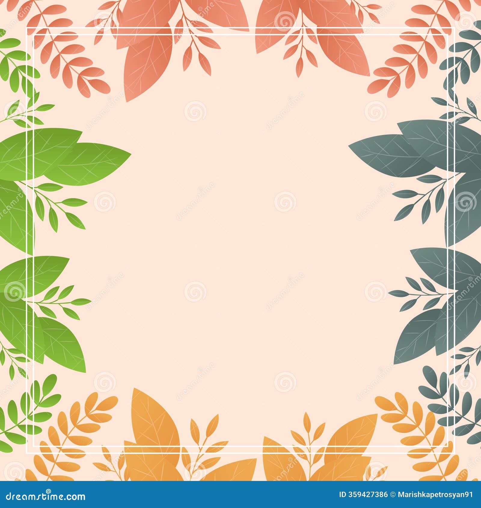 Leaves Frame in Pastel Colors Flat Vector Illustration Stock ...