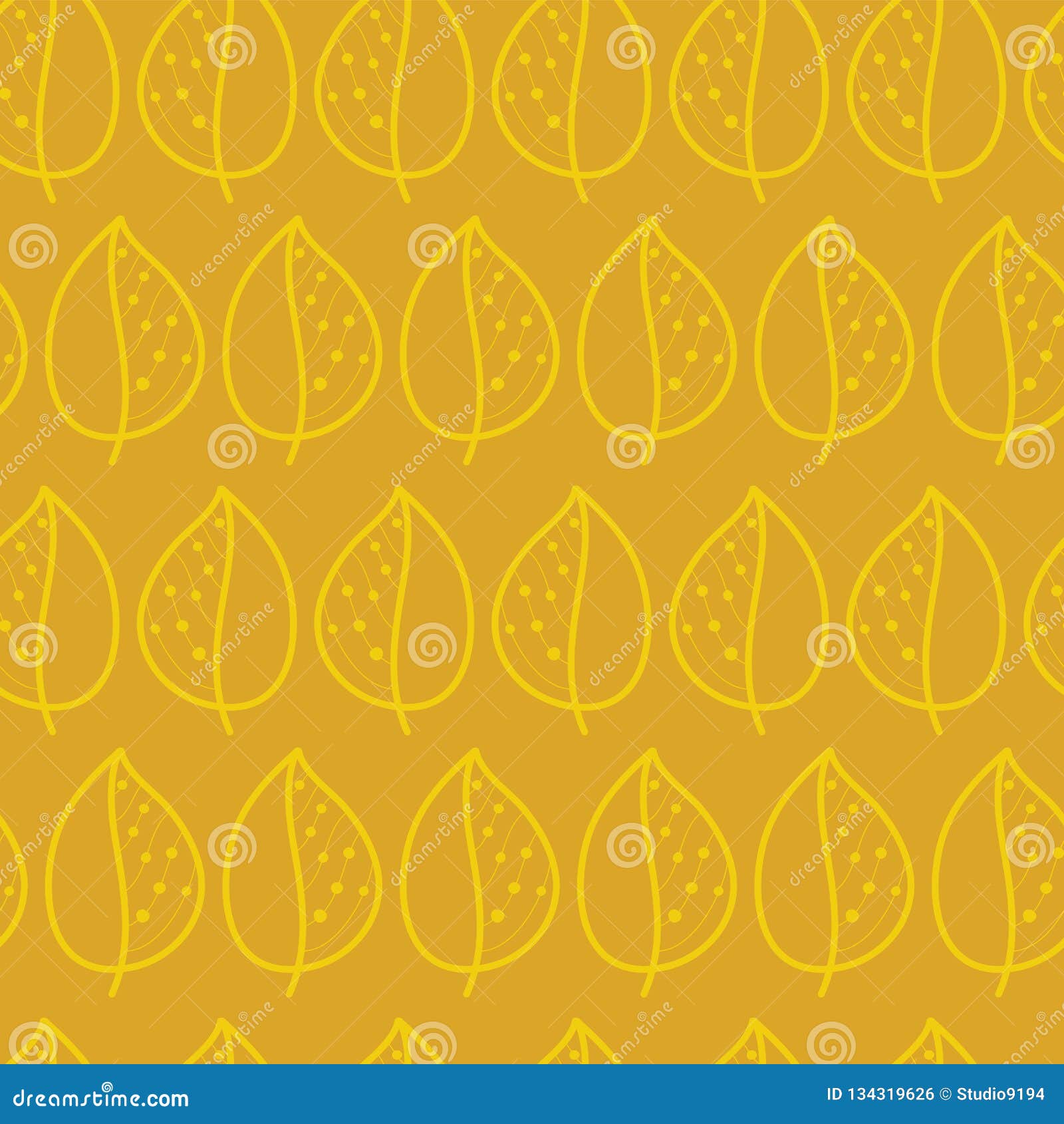 Leaves Golden Yellow on Mustard Vector Pattern Stock Vector ...