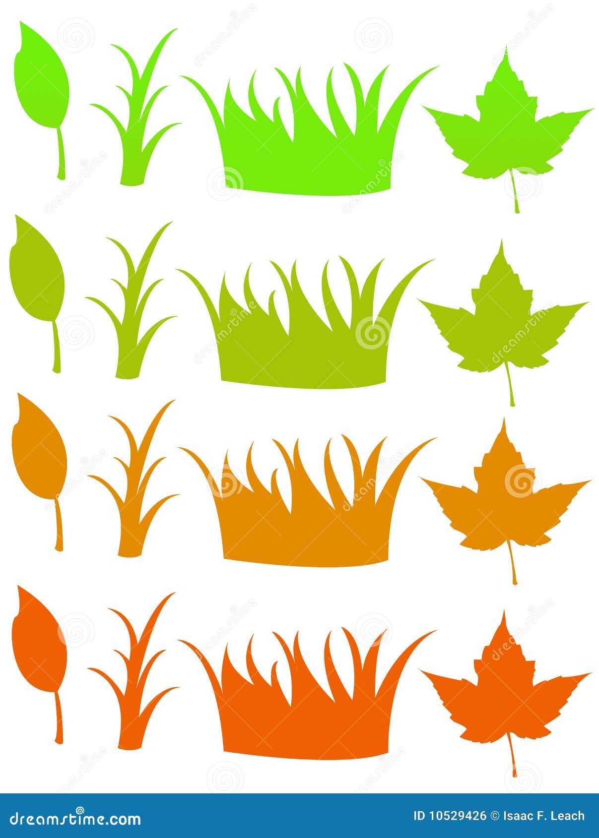 Leaves and Grass Changing Color Stock Illustration - Illustration of ...