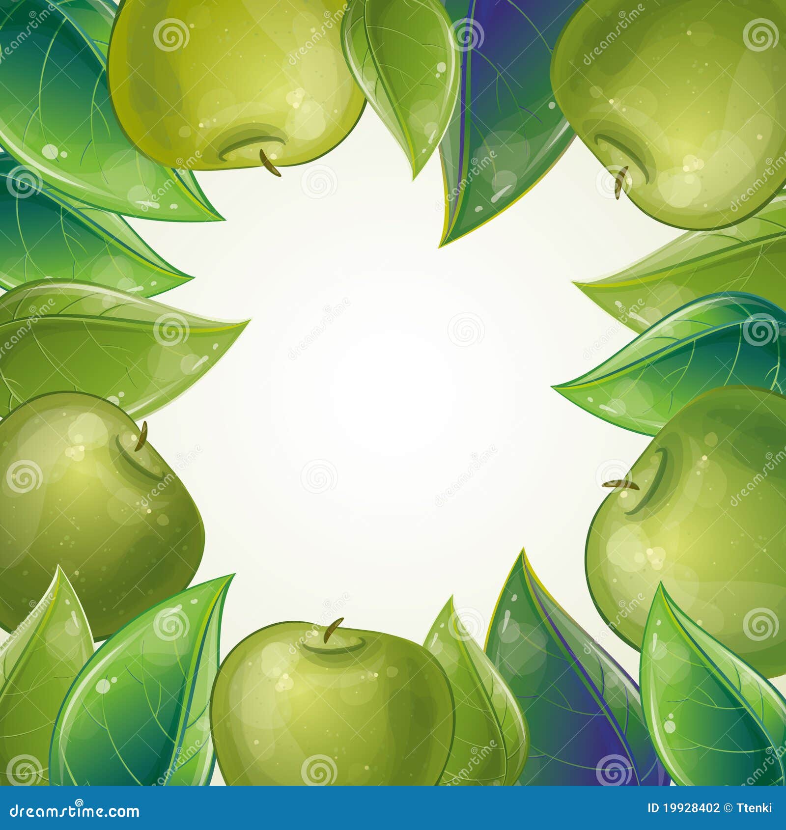 Leaves and Green Apple Frame Stock Vector - Illustration of frame ...