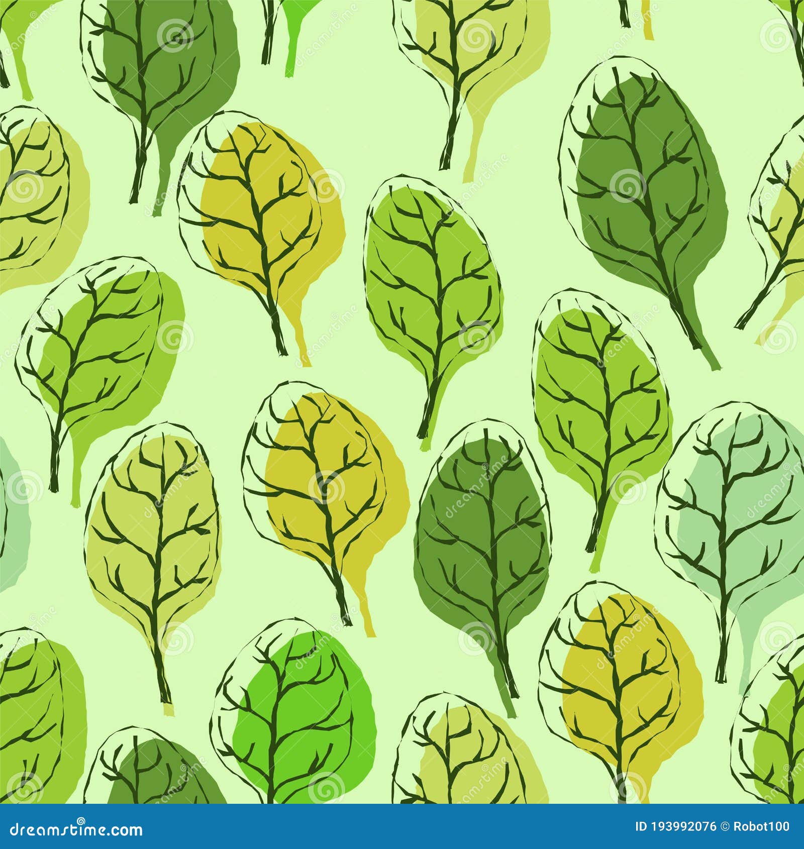 Leaves Hand Drawing Pattern Seamless. Leaf Background Texture Stock ...