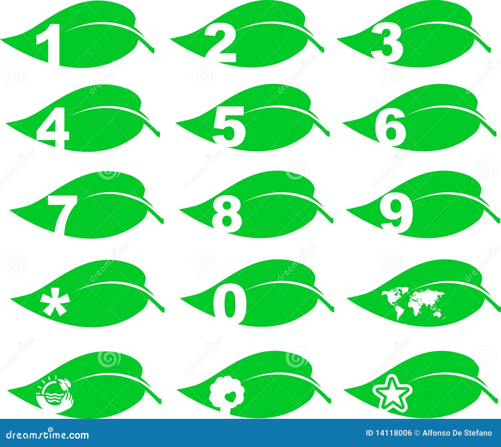 Leaves icon set stock illustration. Illustration of drawing - 14118006