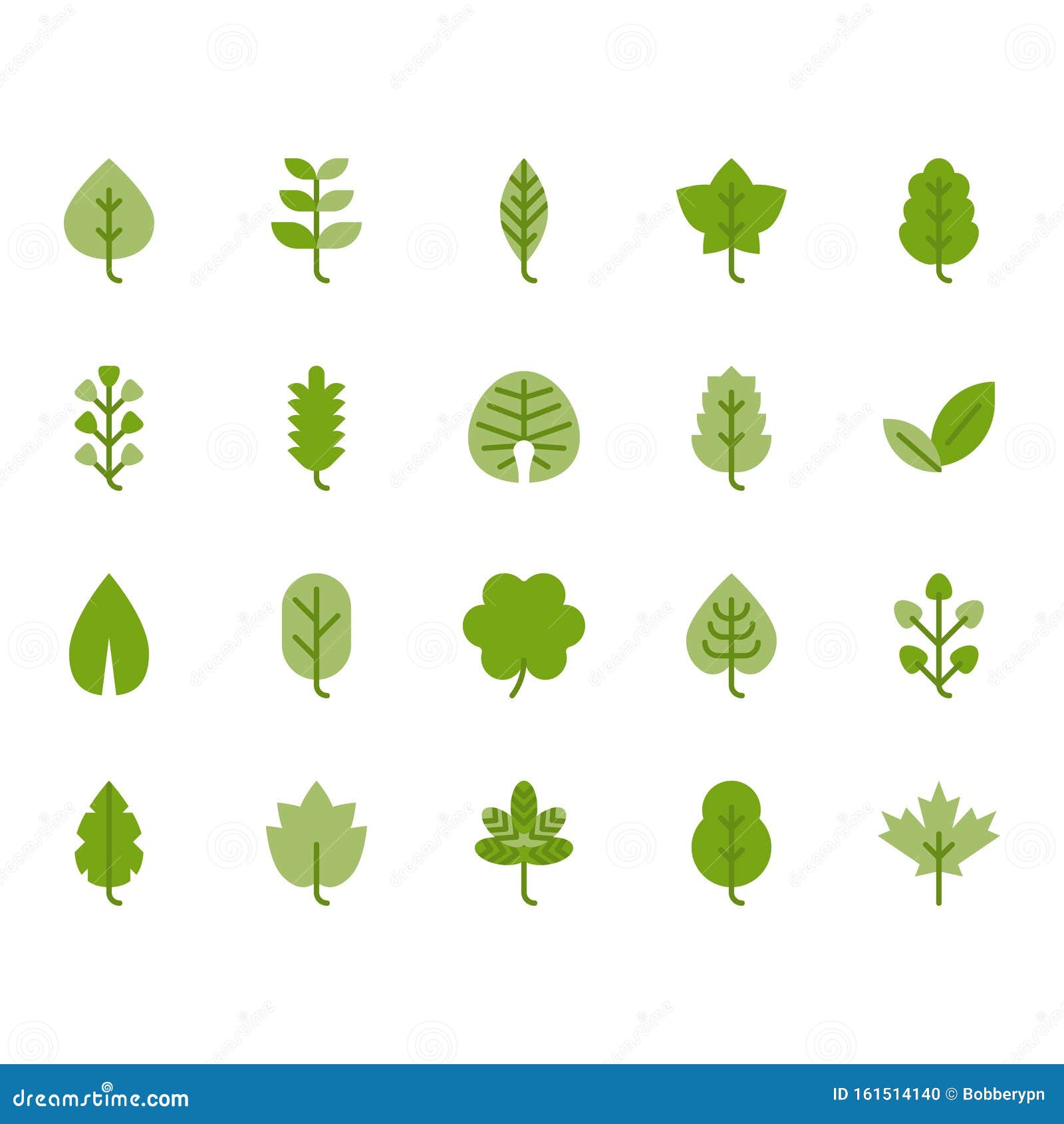 Leaves Icon Set.Vector Illustration Stock Vector - Illustration of flat ...