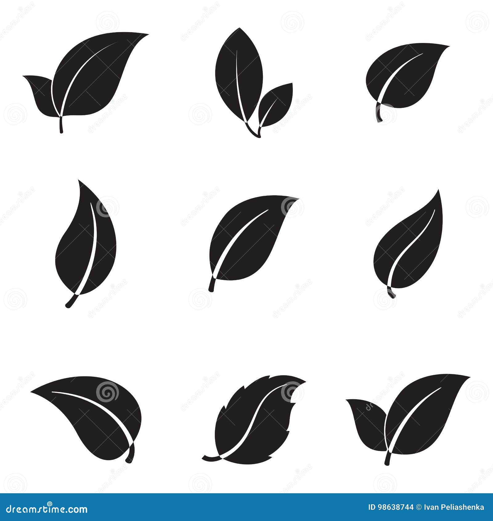 Leaves icons stock illustration. Illustration of sign - 98638744