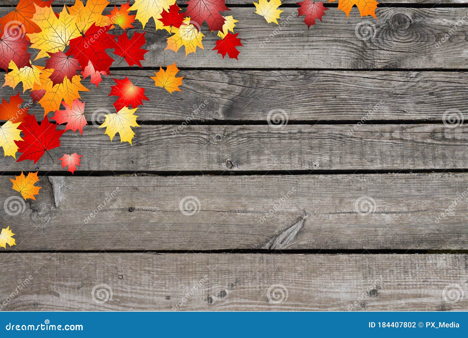Fall, Autumn Leaves in Corner, Wooden Background Stock Photo - Image of ...