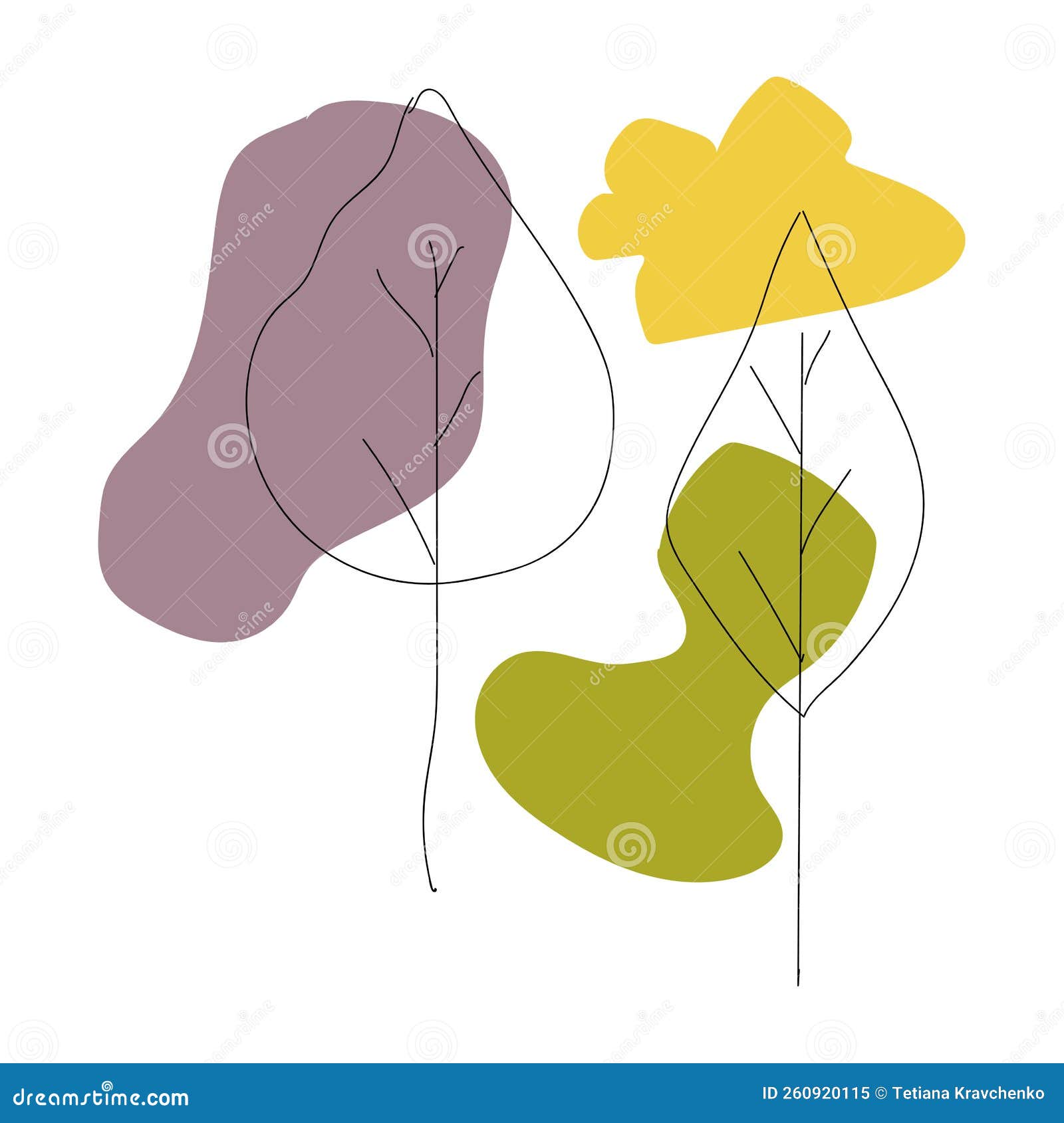 Leaves Line in Modern Style. Single Line. Vector Illustration. Stock ...