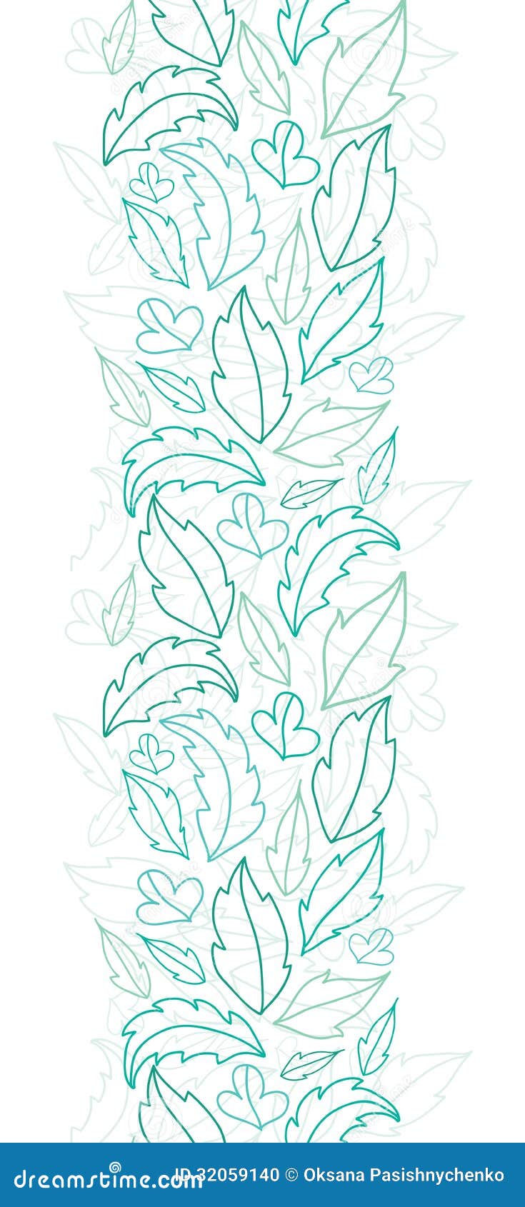 Leaves Lineart Vertical Seamless Pattern Stock Vector - Illustration of ...
