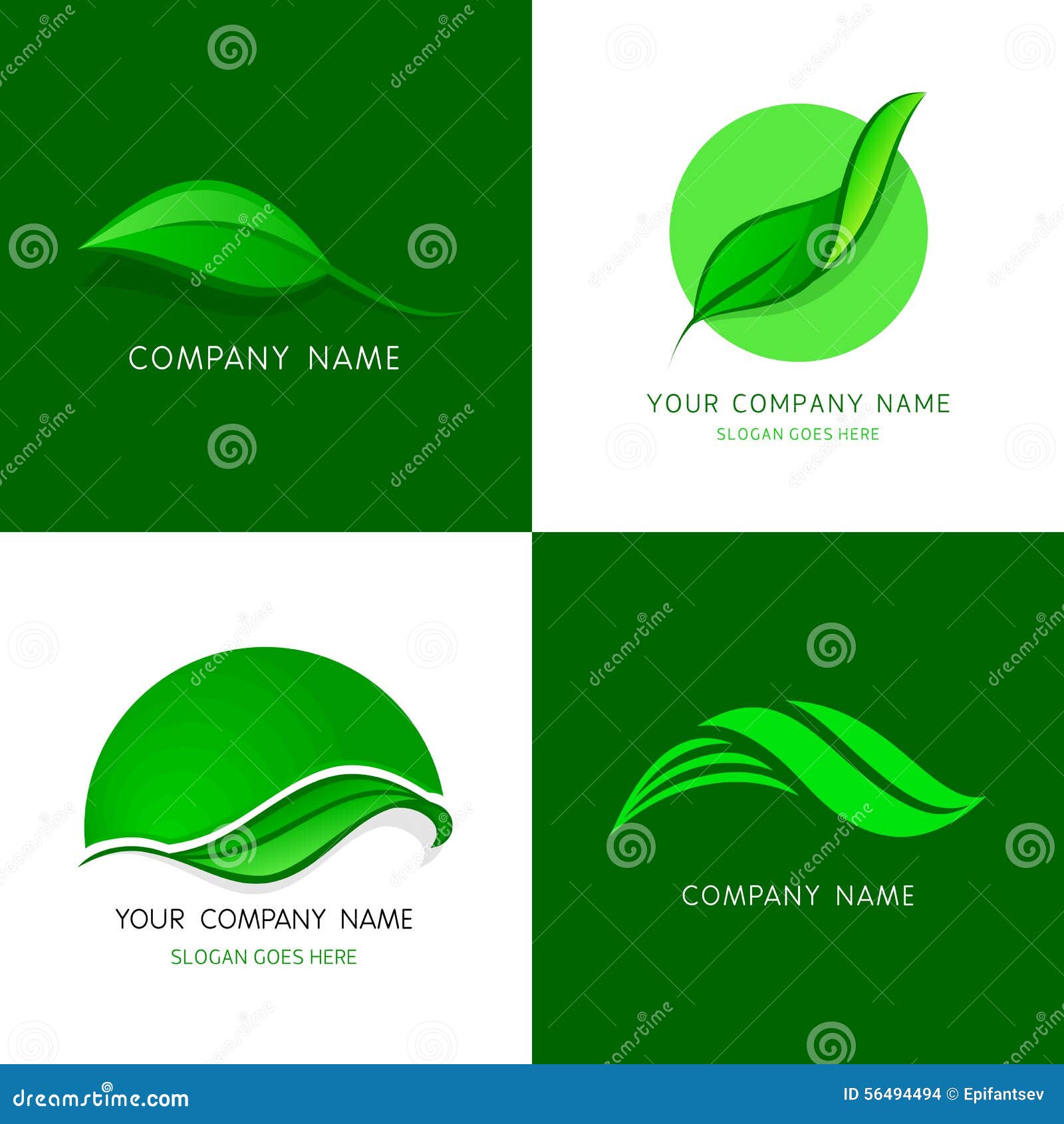 Leaves Logos Templates. Abstract Vector Icons of Leafs. Stock Vector ...