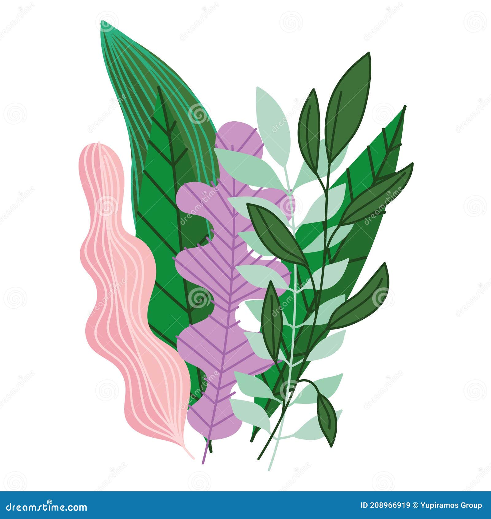 Leaves Nature Botanical Cartoon White Background Stock Vector ...
