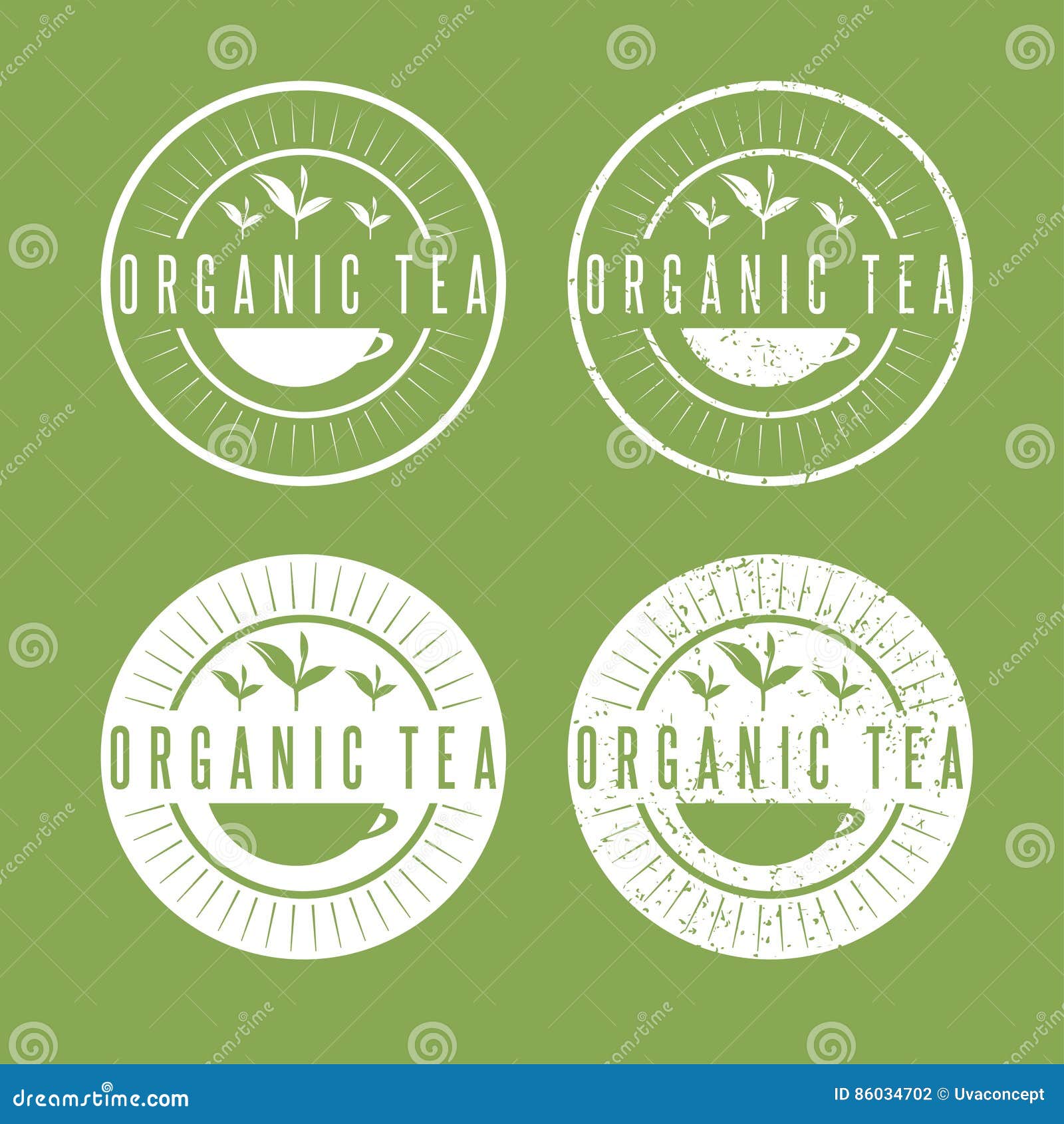 Leaves of Organic Tea Vector Labels Stock Vector - Illustration of logo ...