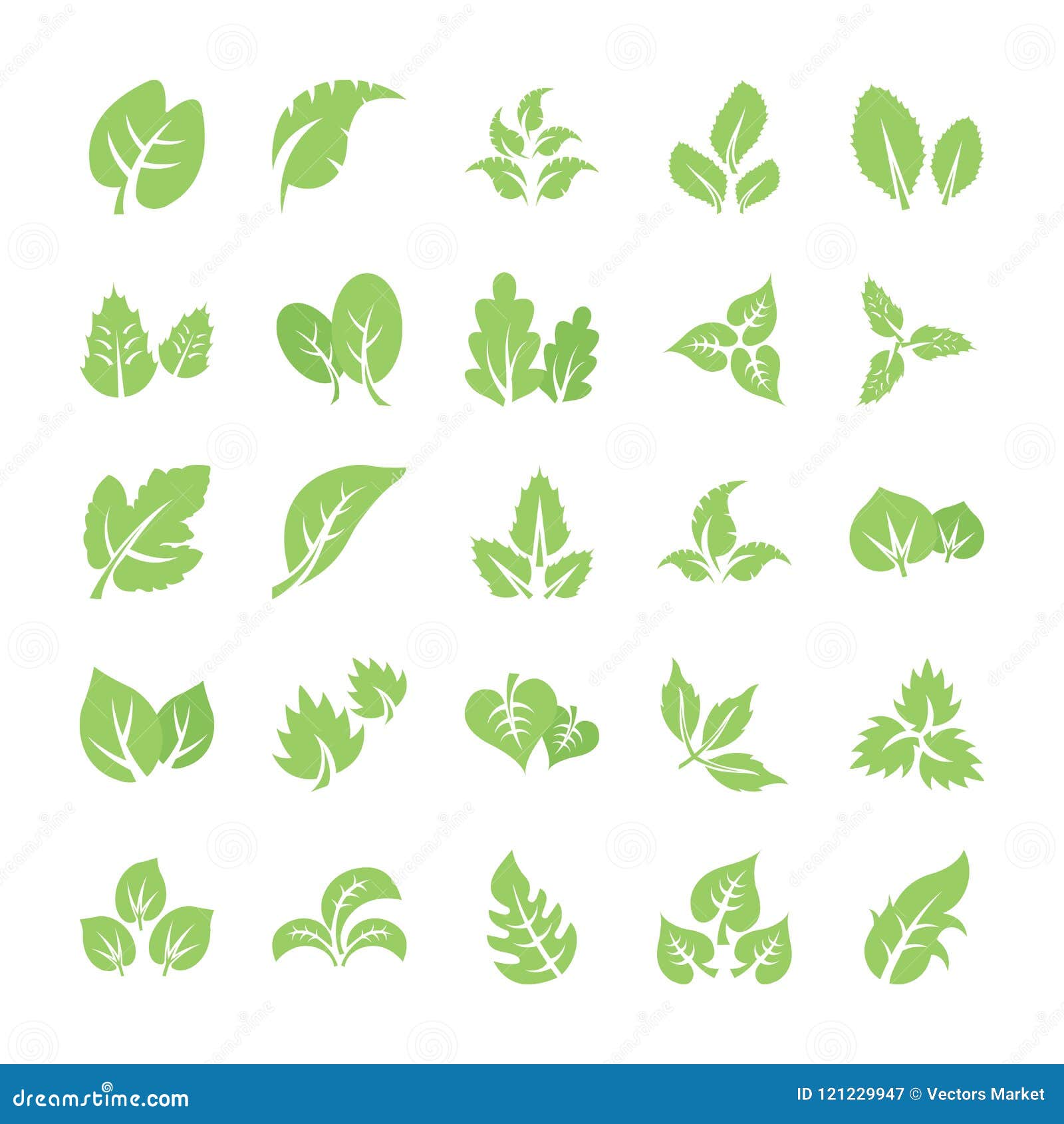 Leaf Flat Icon Pack stock illustration. Illustration of ecology - 121229947