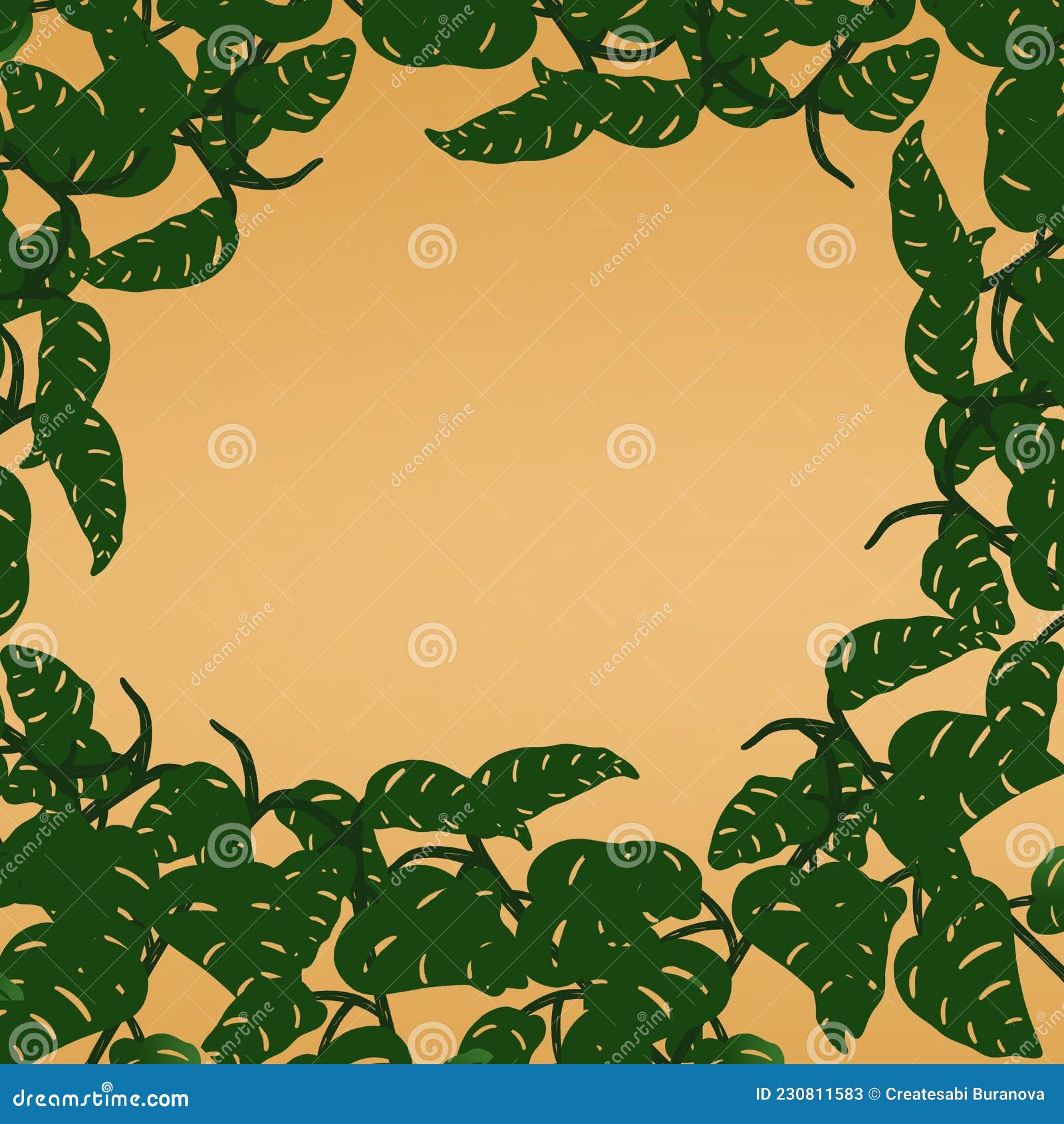 Leaves Pattern. Plants Around the Edge. Many Plants Stock Illustration ...